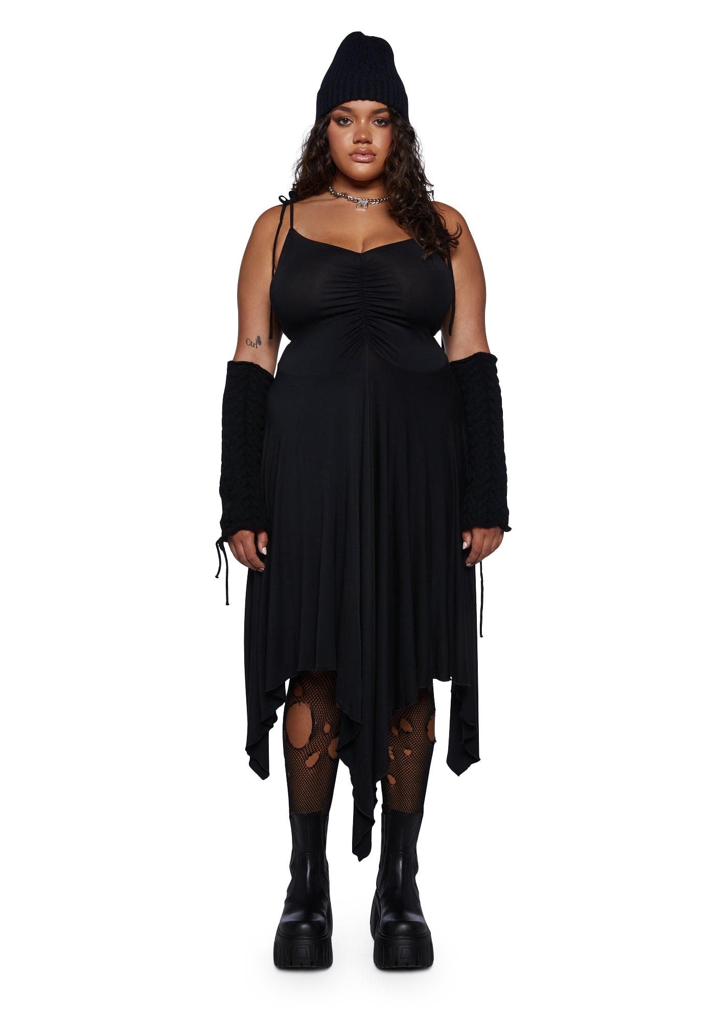 Current Mood Plus Size Handkerchief Hem Midi Dress - Black – Dolls Kill