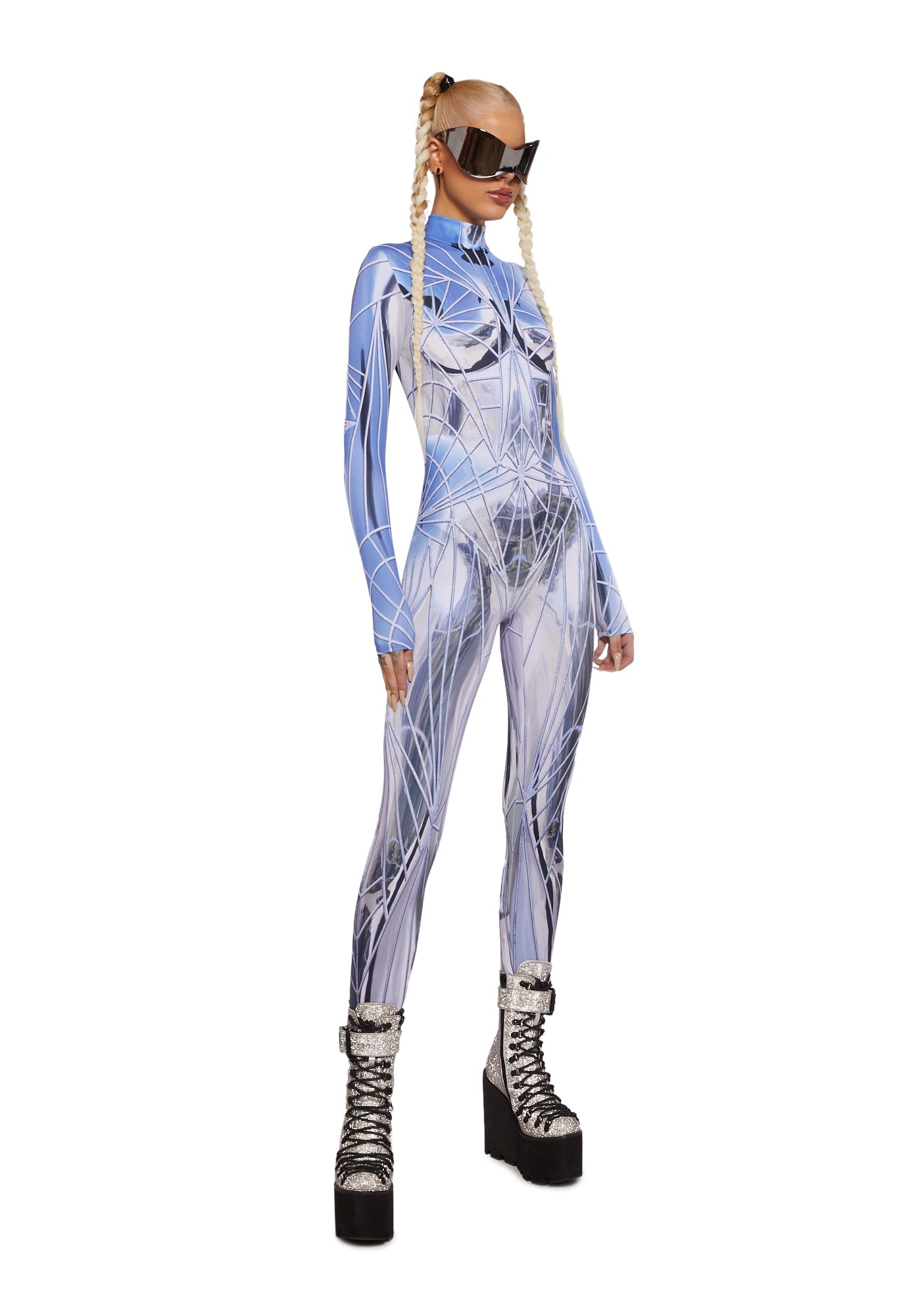 Badinka Mirror Print Bodysuit - Metallic – Dolls Kill