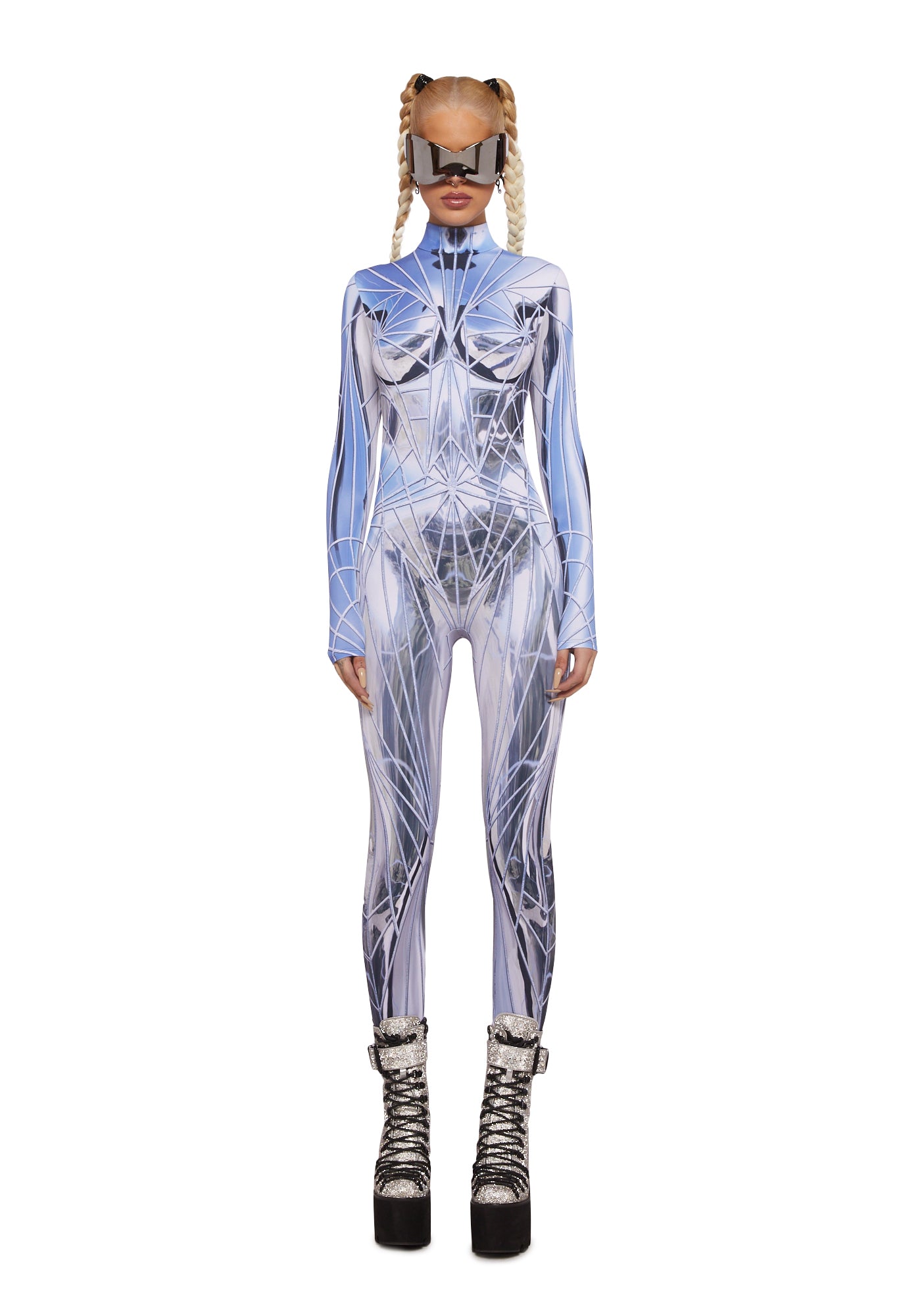 Badinka Mirror Print Bodysuit - Metallic – Dolls Kill