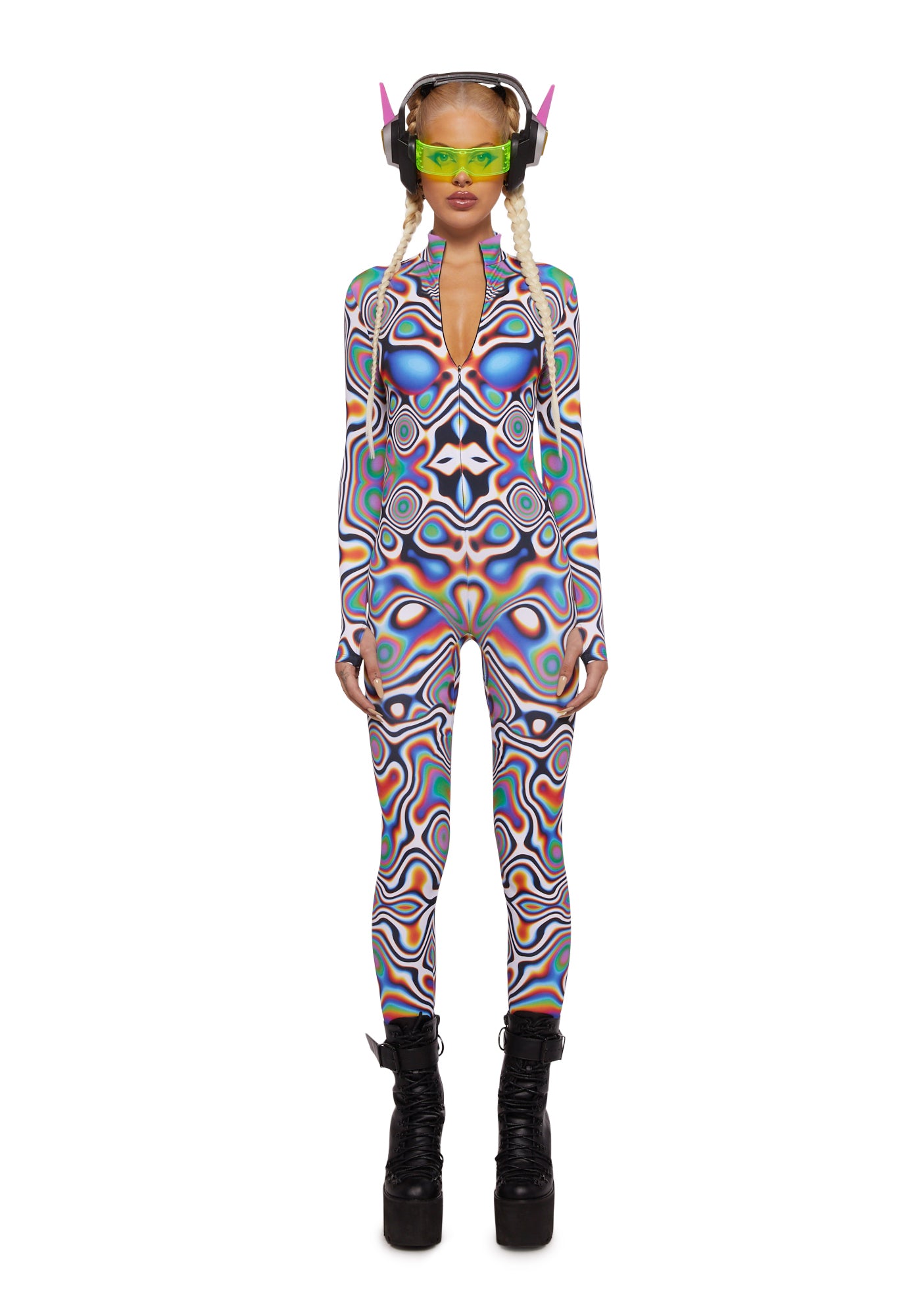 Badinka Trippy Print Festival Jumpsuit Costume - Multi – Dolls Kill