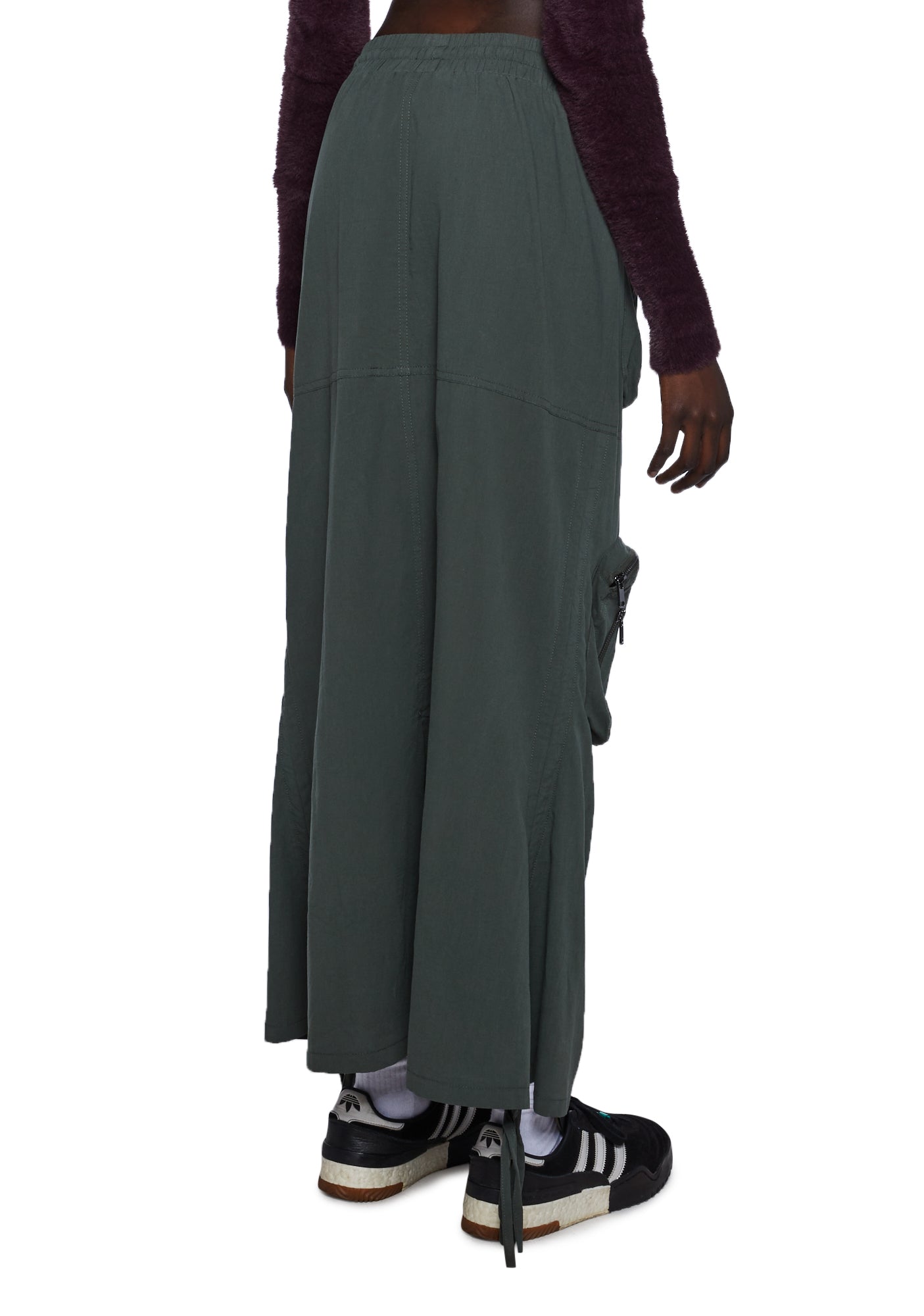 Current Mood Drawstring Cargo Maxi Skirt - Green – Dolls Kill
