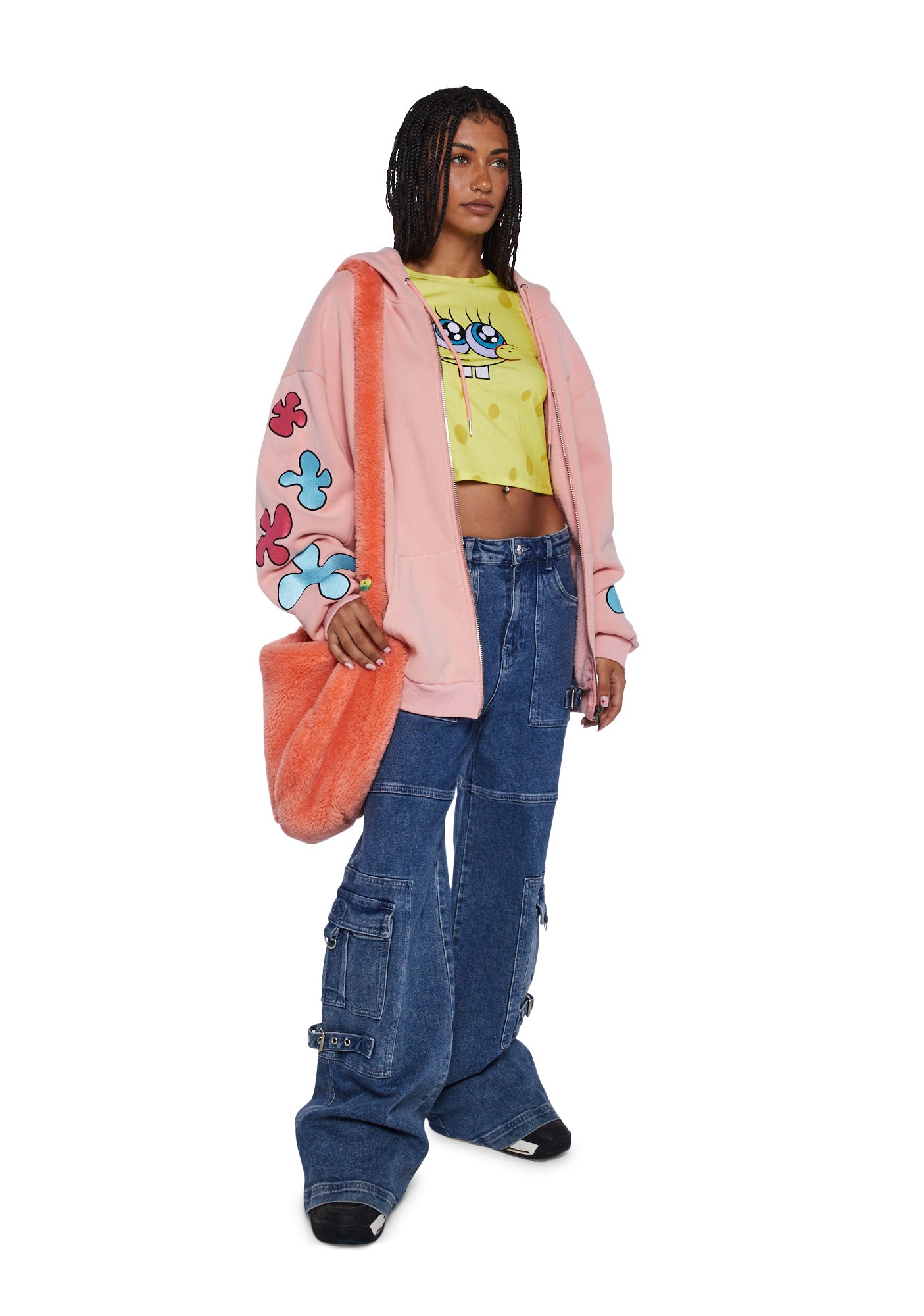 Dolls Kill x SpongeBob Patrick Oversized Hoodie - Pink