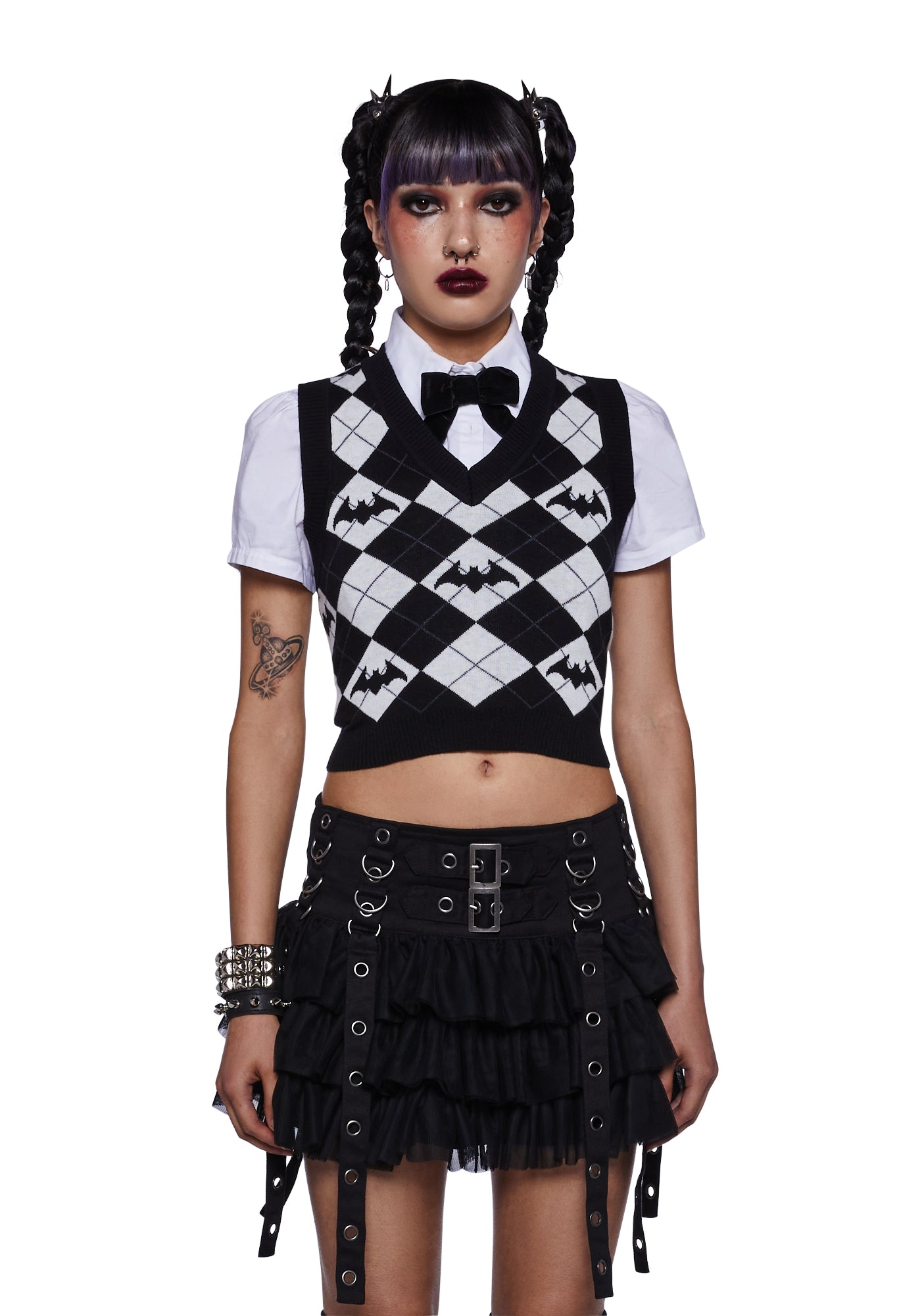 Trickz N' Treatz Bat Argyle Vest - Multi – Dolls Kill