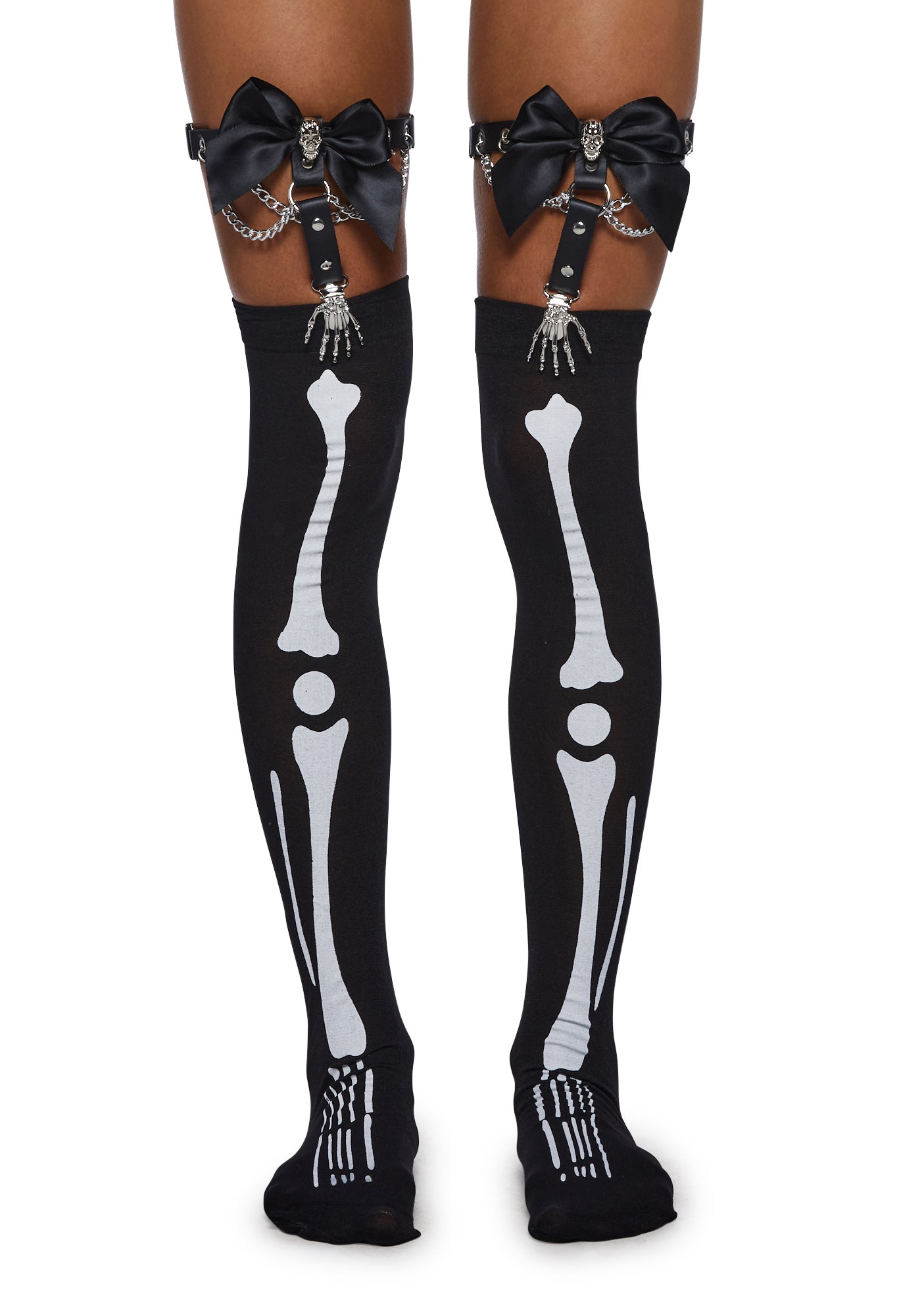 Trickz N' Treatz Skeleton Garter Sock Set - Black – Dolls Kill