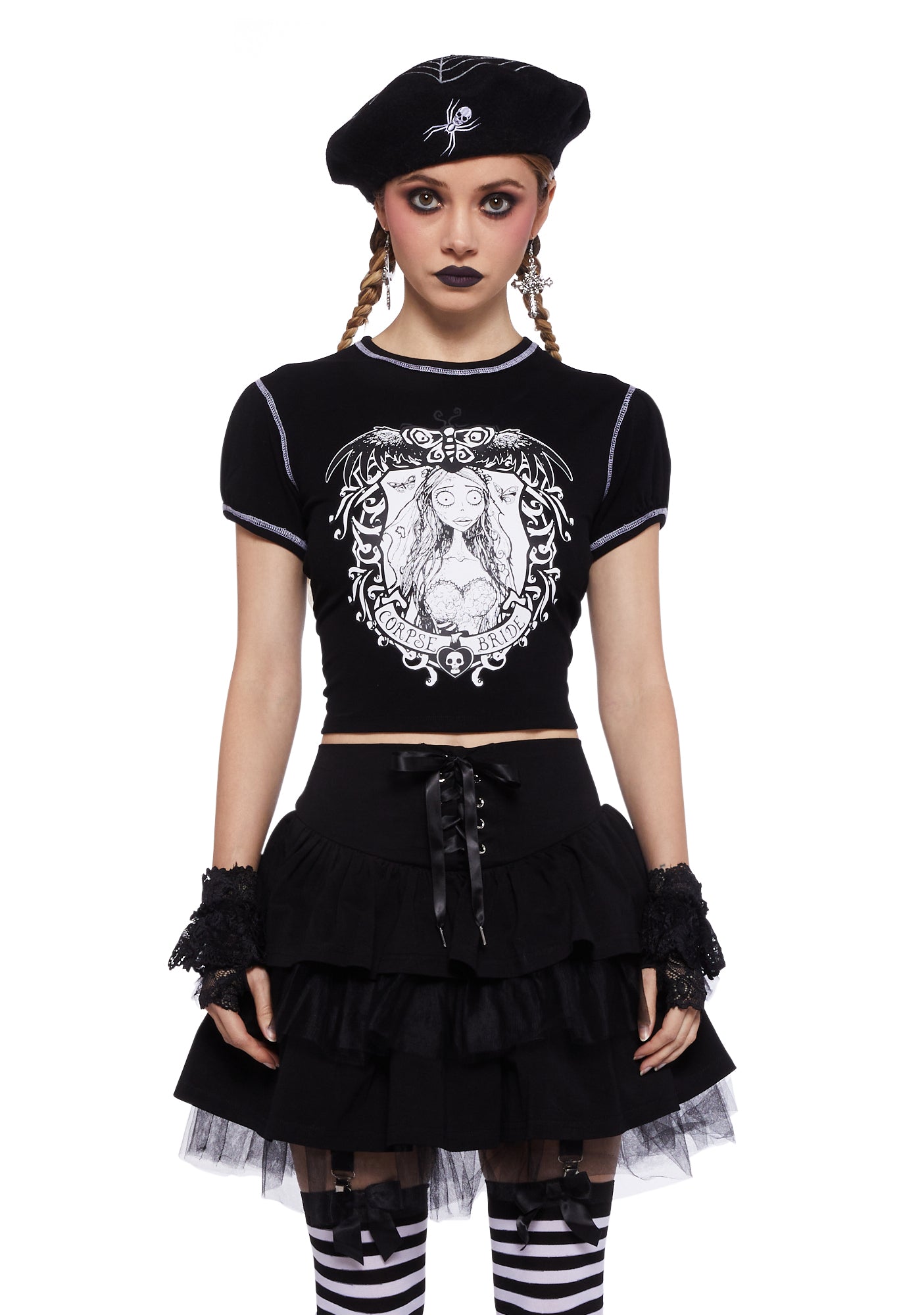 Dolls Kill X Corpse Bride Baby Tee- Black