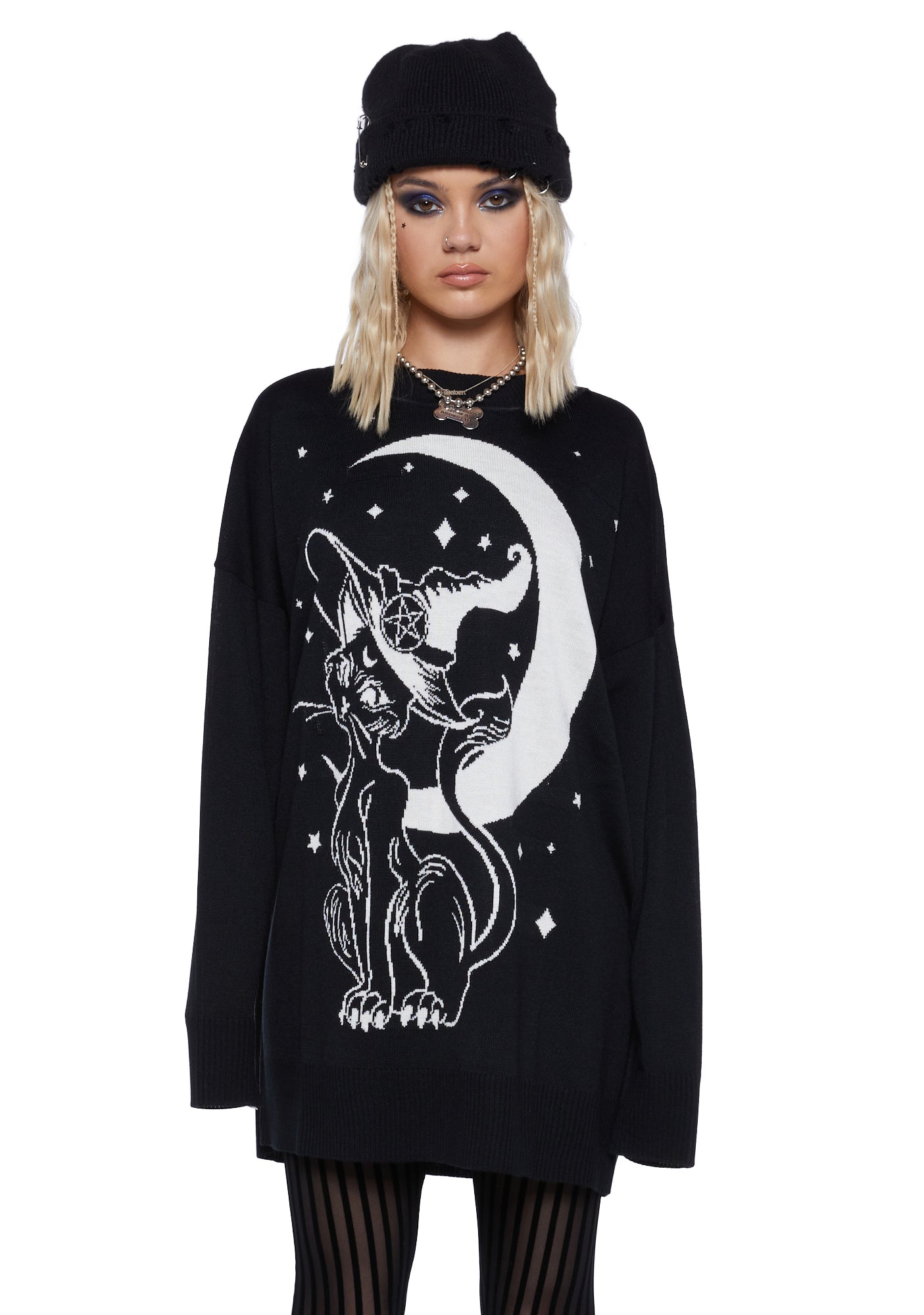 The Grave Girls Cat Sweater - Black – Dolls Kill