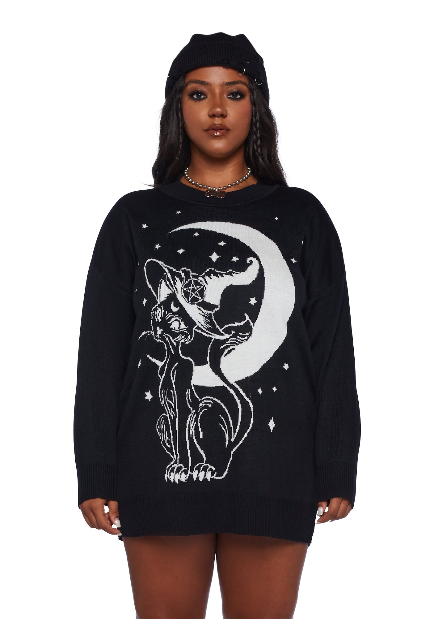 Plus Size The Grave Girls Cat Sweater - Black – Dolls Kill