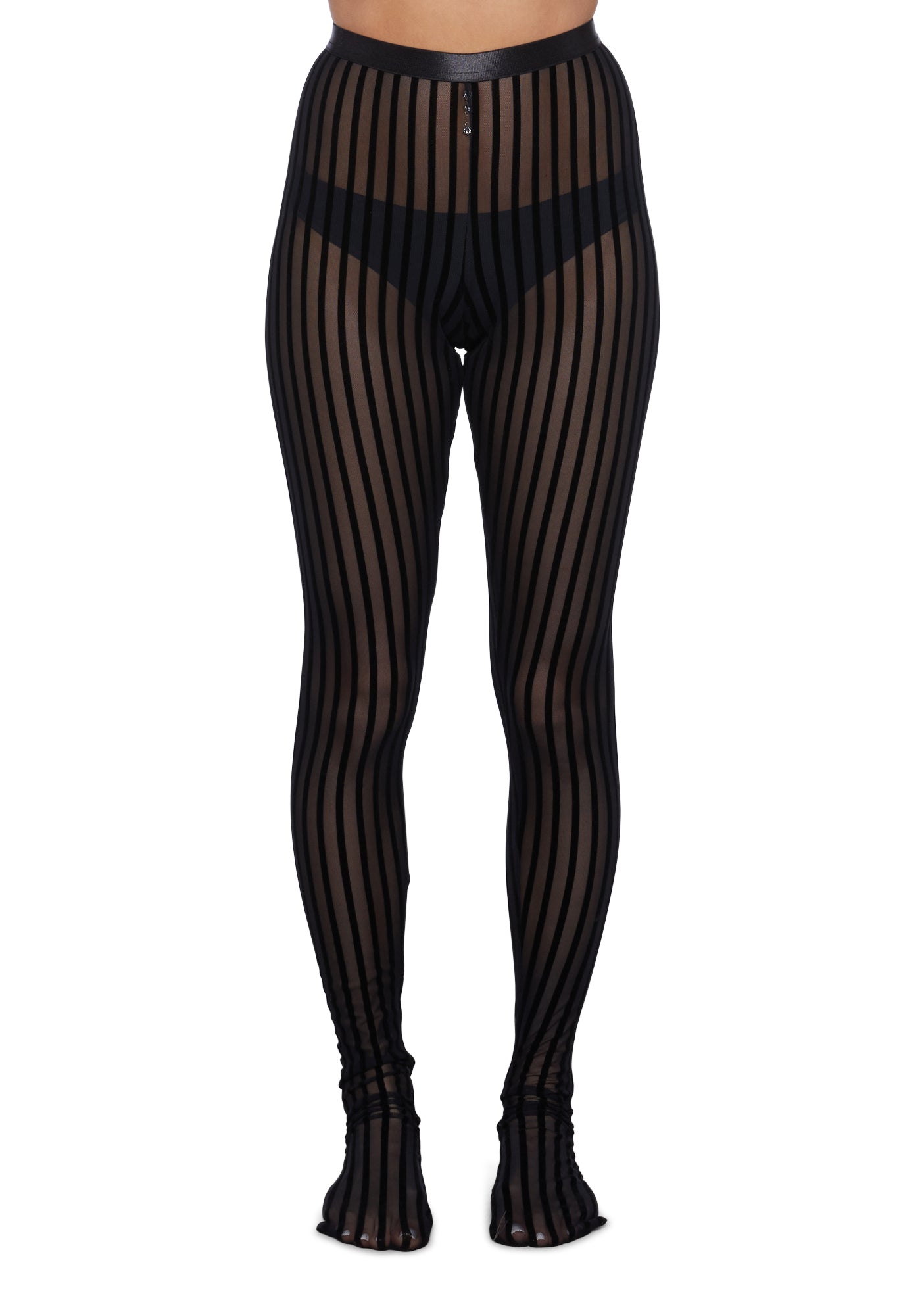The Grave Girls Flocked Velvet Striped Tights - Black – Dolls Kill