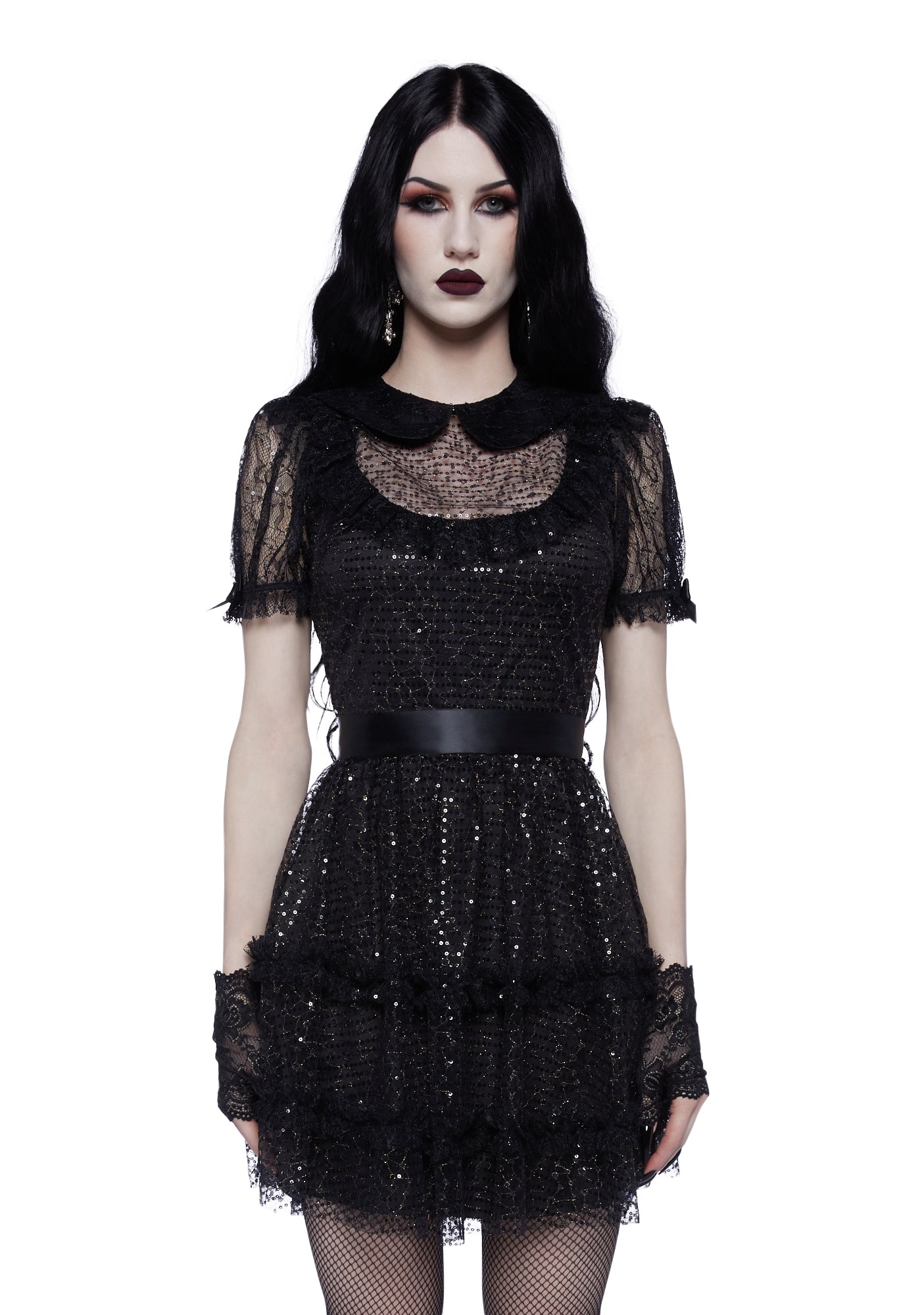 Unholy Sequine Lace Babydoll Dress - Black – Dolls Kill