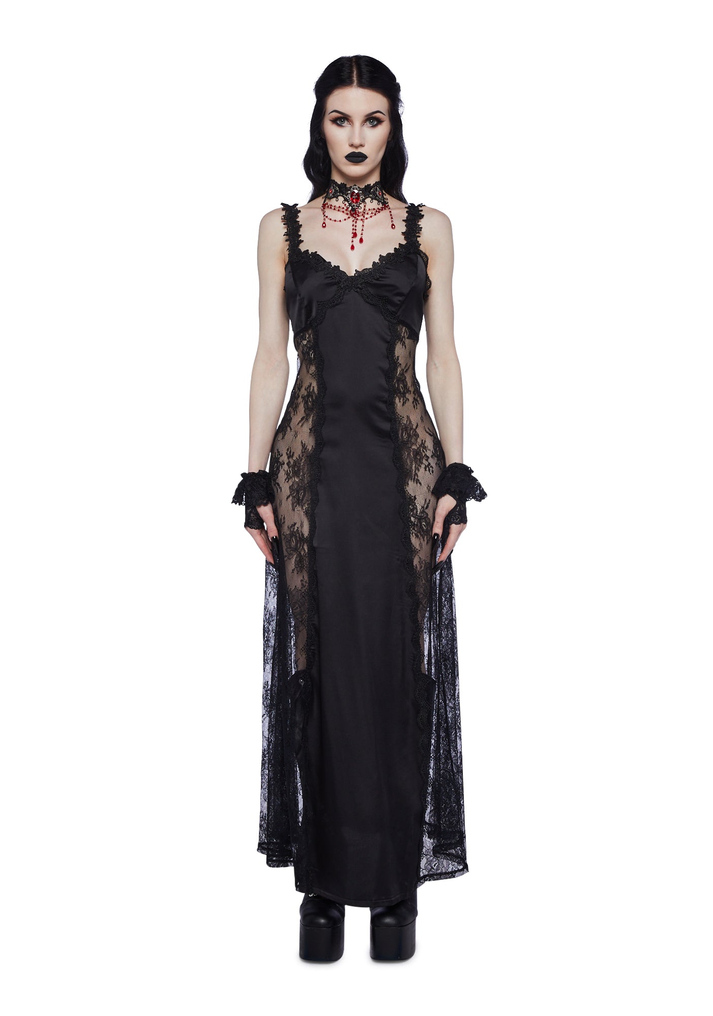 Widow Lace Slip Dress- Black – Dolls Kill