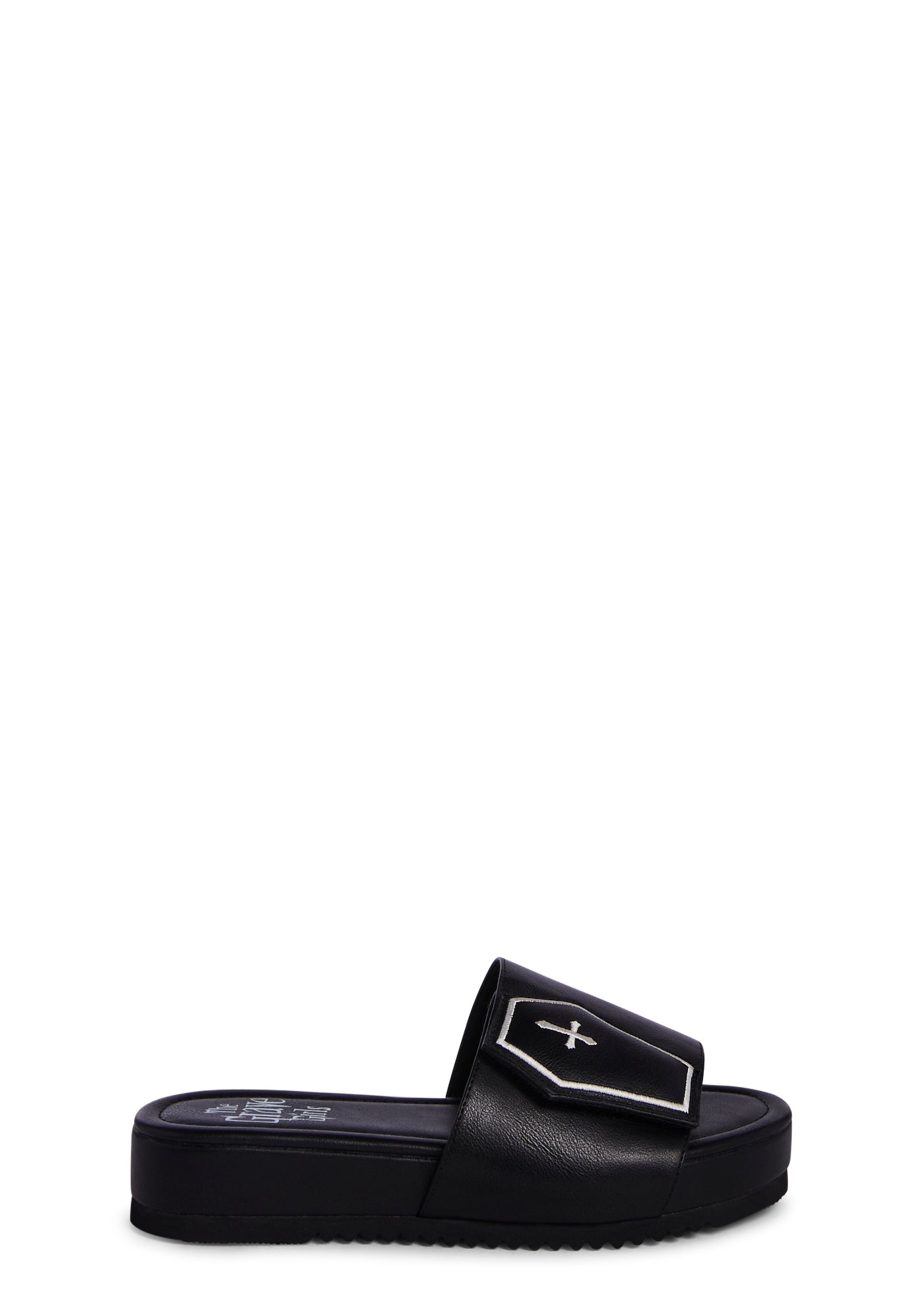The Grave Girls Embroidered Coffin Vegan Leather Slides - Black – Dolls ...