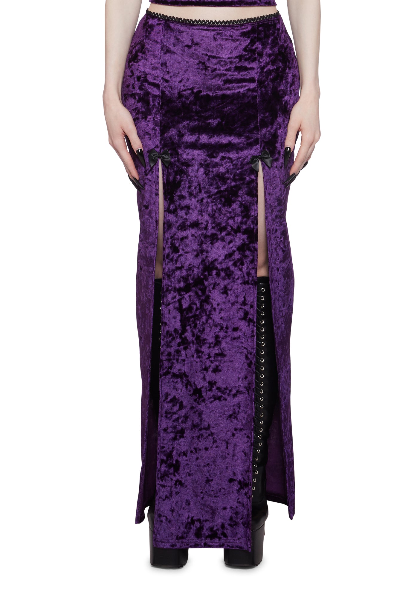 Widow Velvet Maxi Skirt - Purple – Dolls Kill