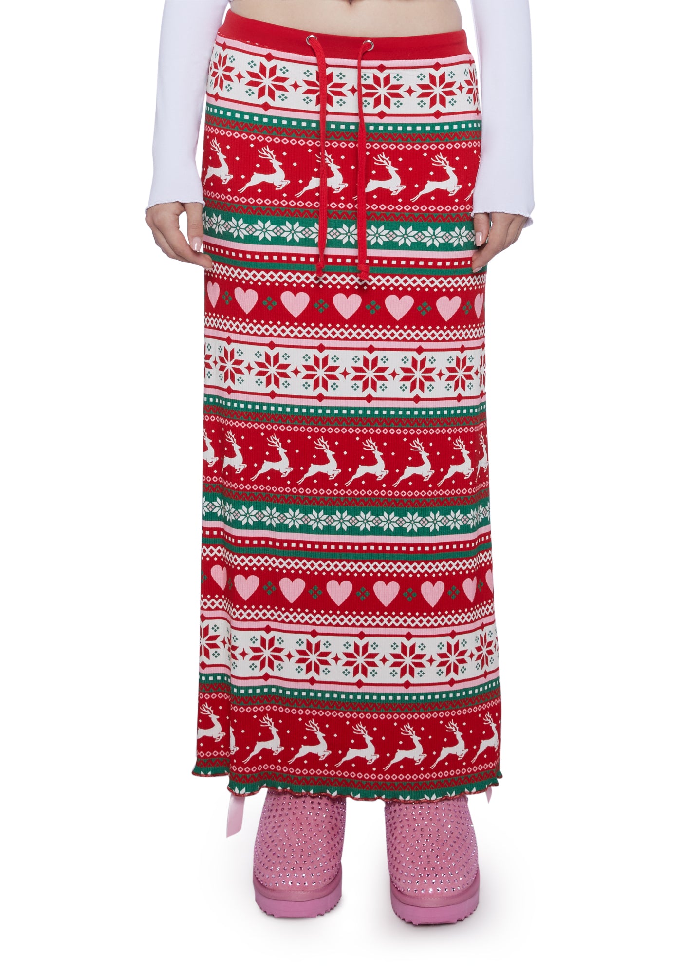 Sugar Thrillz Fair Isle Maxi Skirt- Red – Dolls Kill