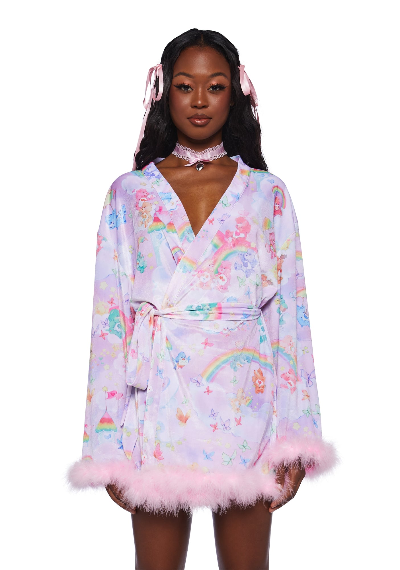 Dolls Kill x Care Bear Faux Fur Robe - Pink