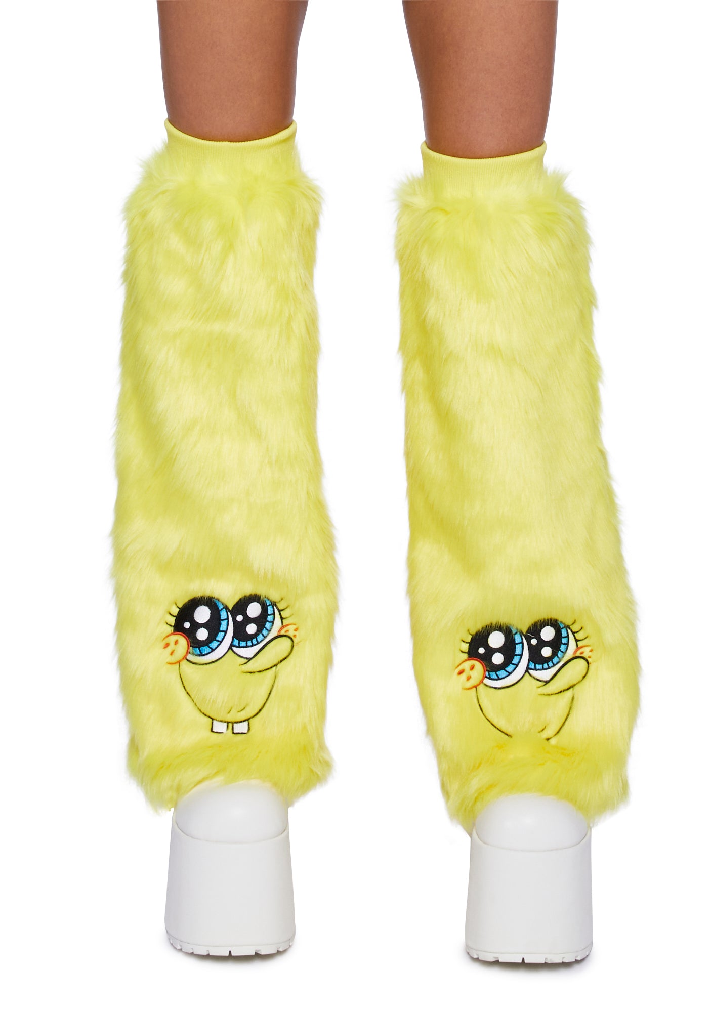 Dolls Kill x SpongeBob Faux Fur Leg Warmers- Yellow