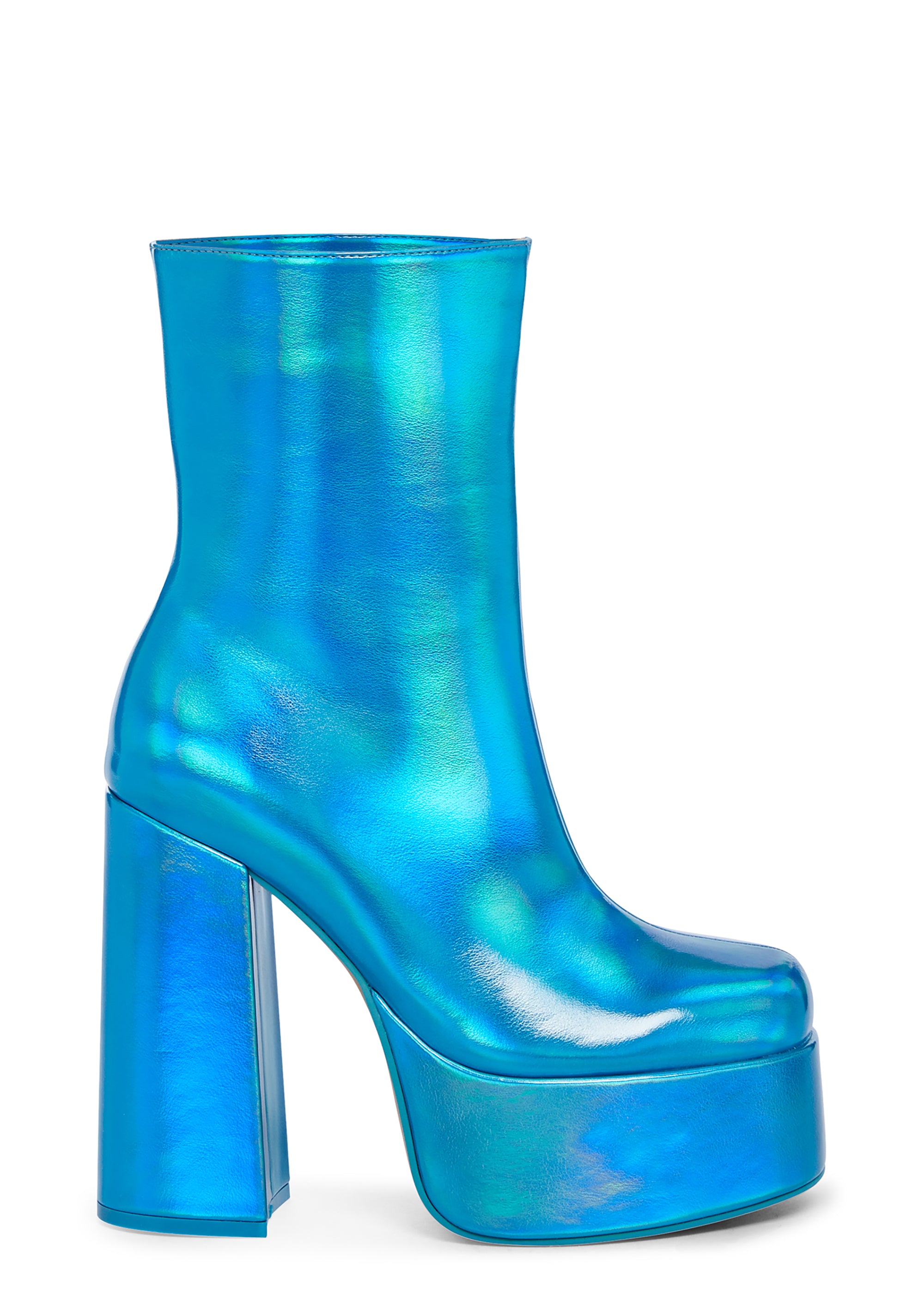 Koi Footwear Metallic Vegan Leather Platform Boots Blue Dolls Kill