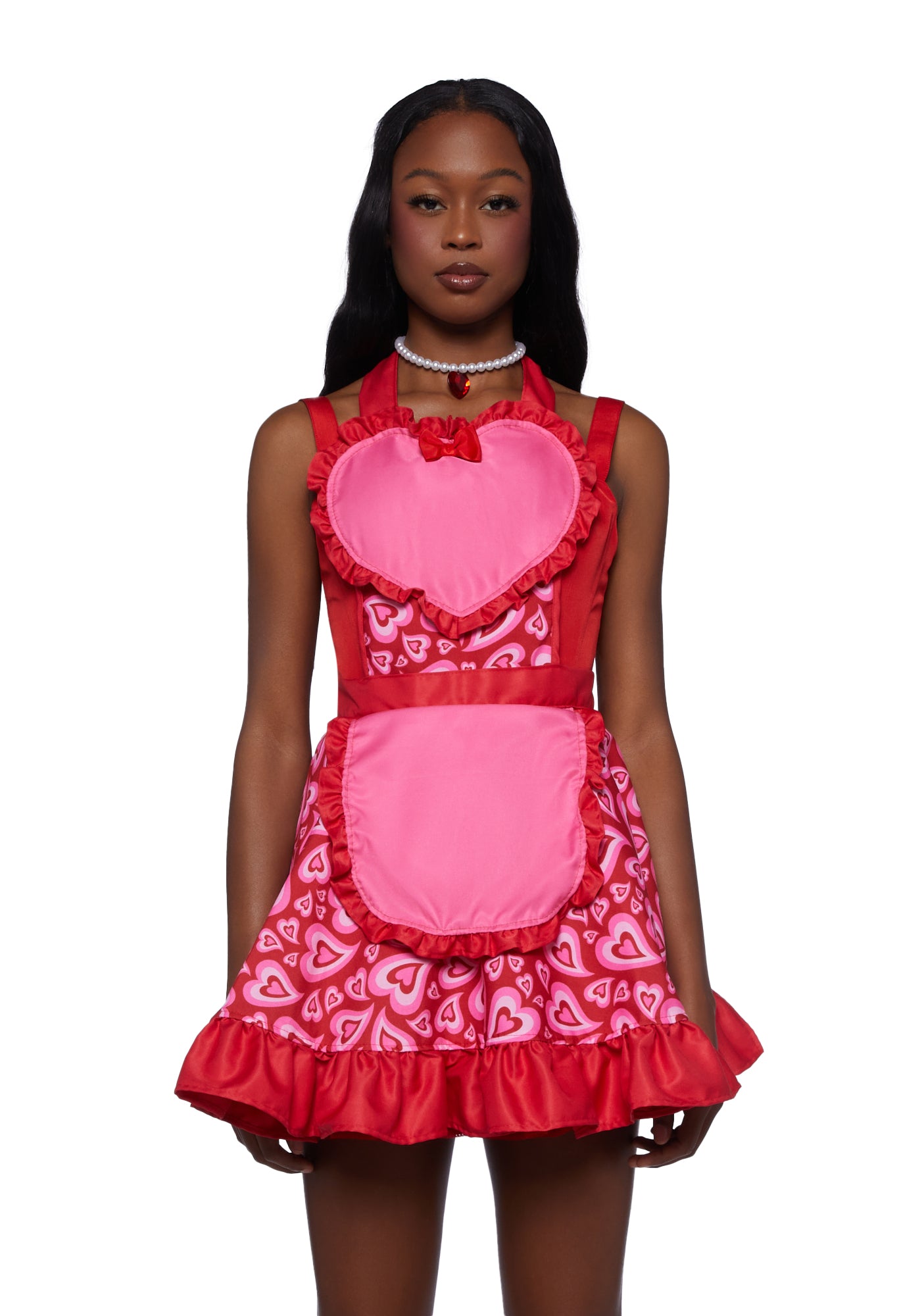 Dolls Home Trippy Heart Print Apon - Pink – Dolls Kill