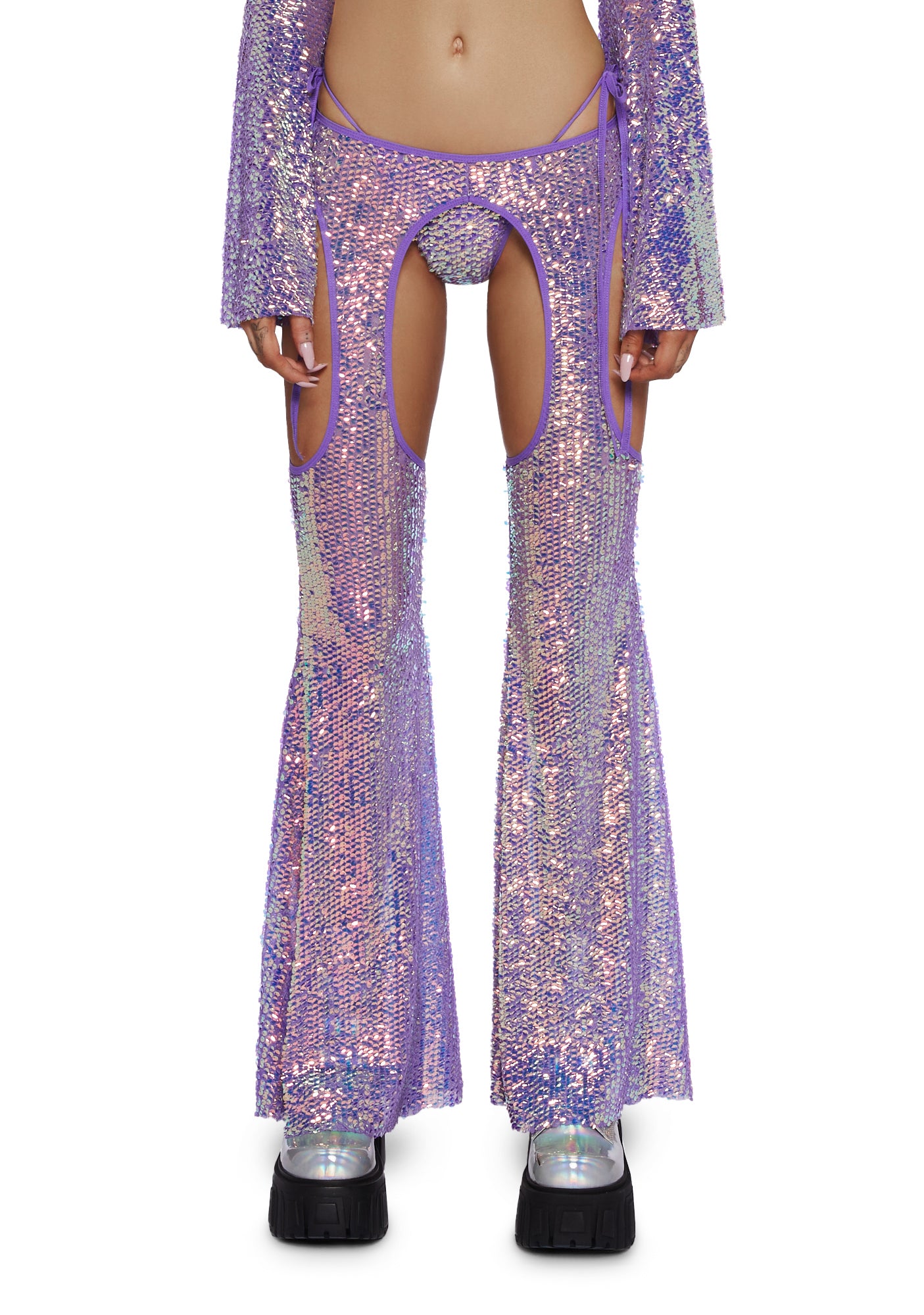Club Exx Sequin Chaps And Panty Set- Purple – Dolls Kill