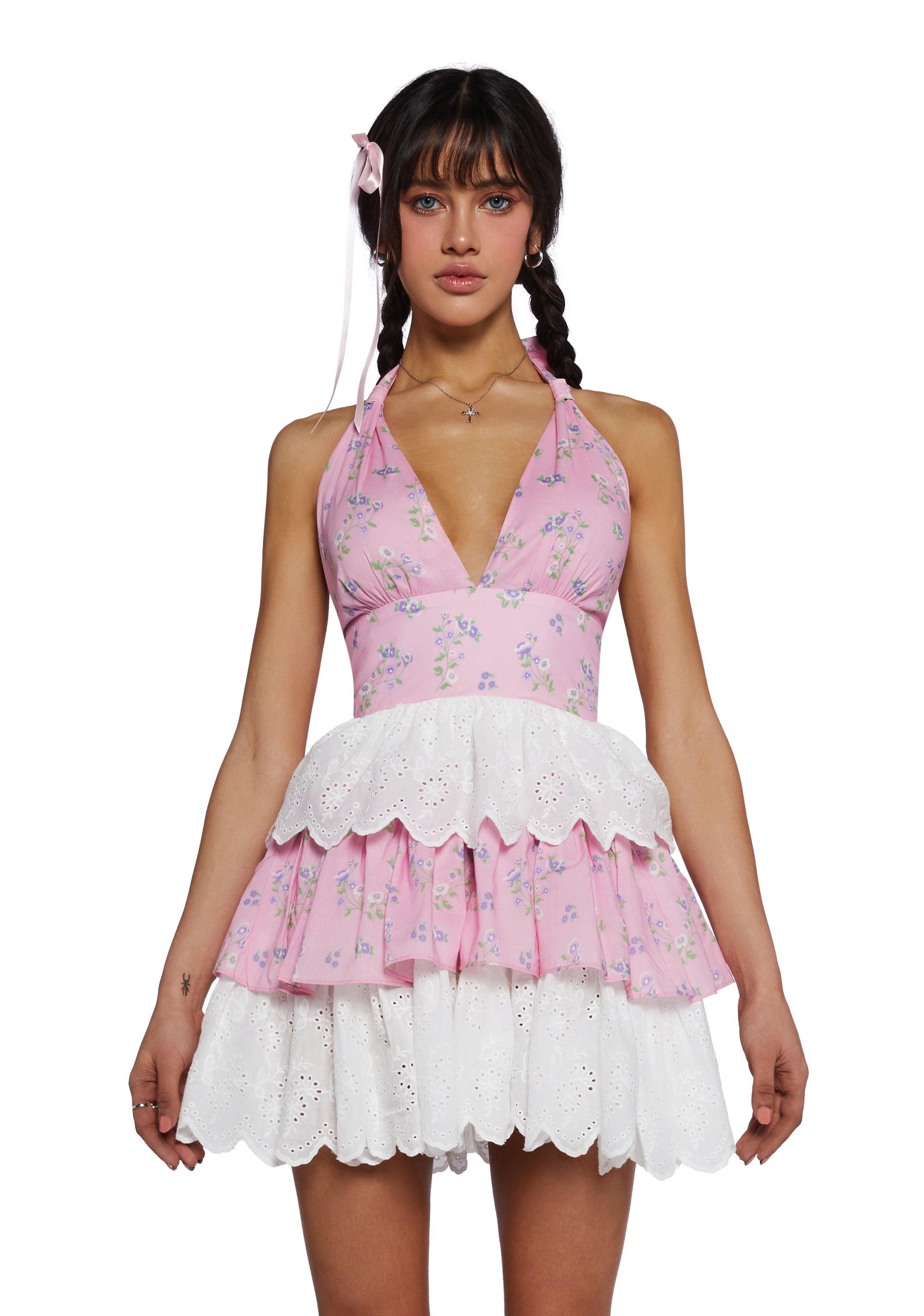 Sugar Thrillz Halter Ruffled Mini Dress - Pink – Dolls Kill