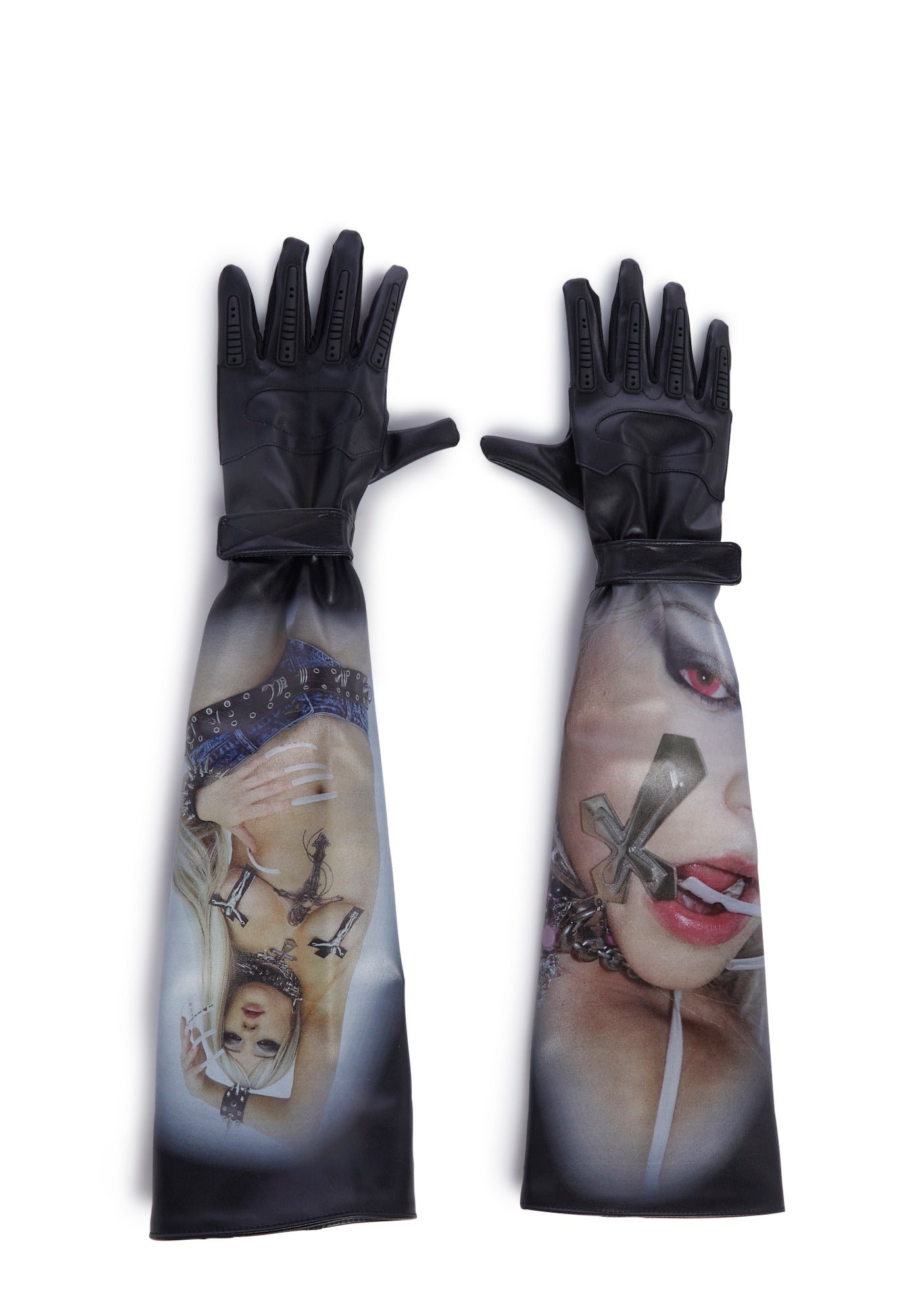 Namilia Printed Woman Graphics Sexy Gloves - Black – Dolls Kill