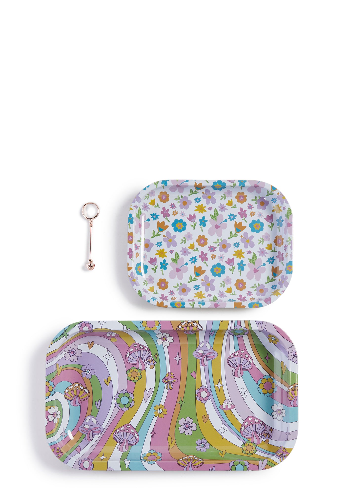 Dolls Home Trippy Psychedelic Floral Tray And Roach Clip Set - Multi ...
