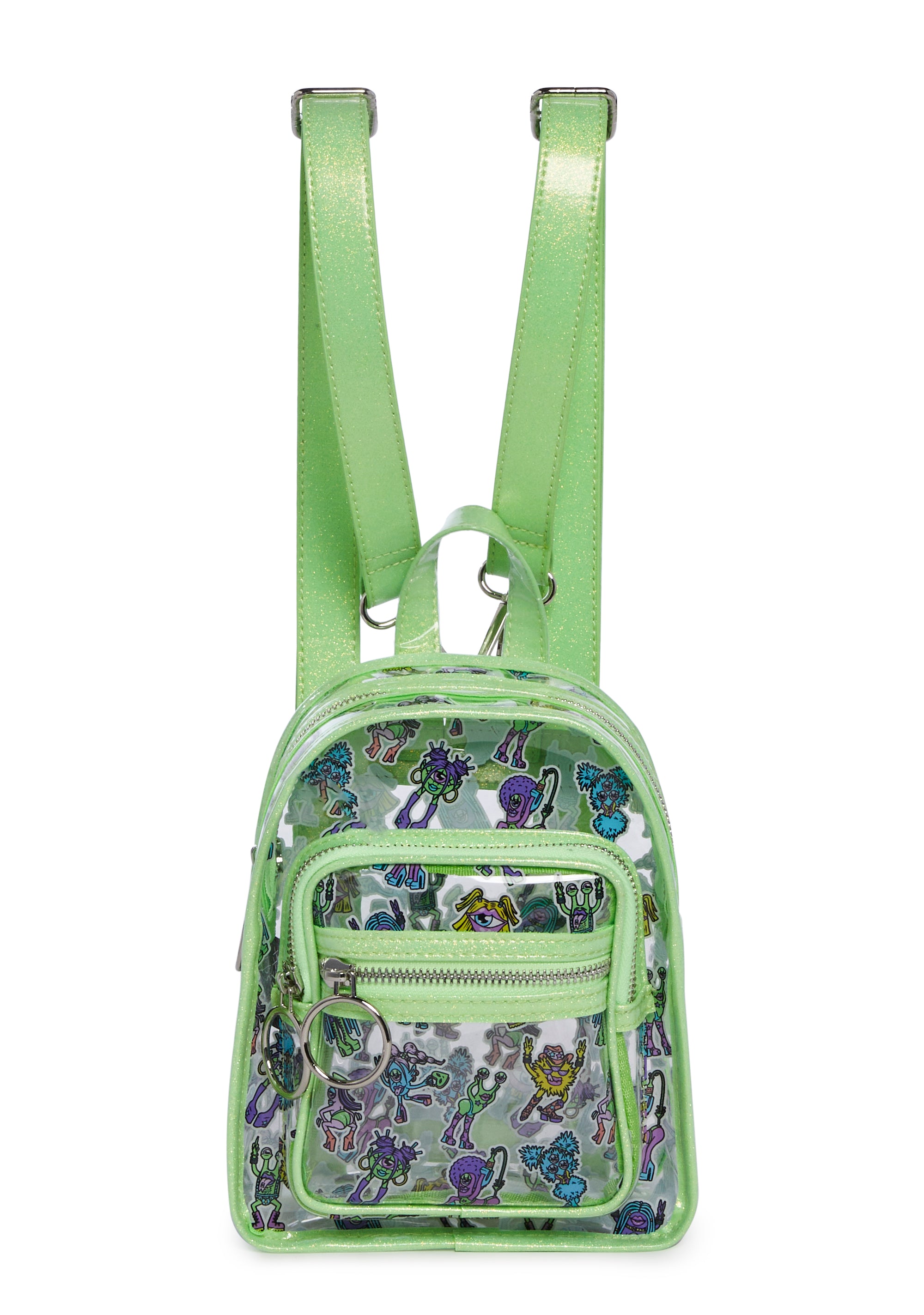 Club Exx Monster Graphic Glitter Clear Backpack- Multi – Dolls Kill