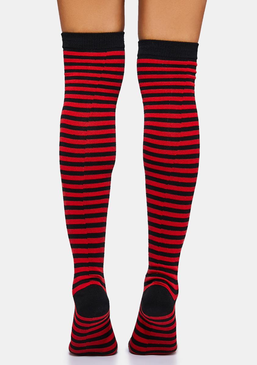 Thigh High Striped Socks - Red/Black – Dolls Kill