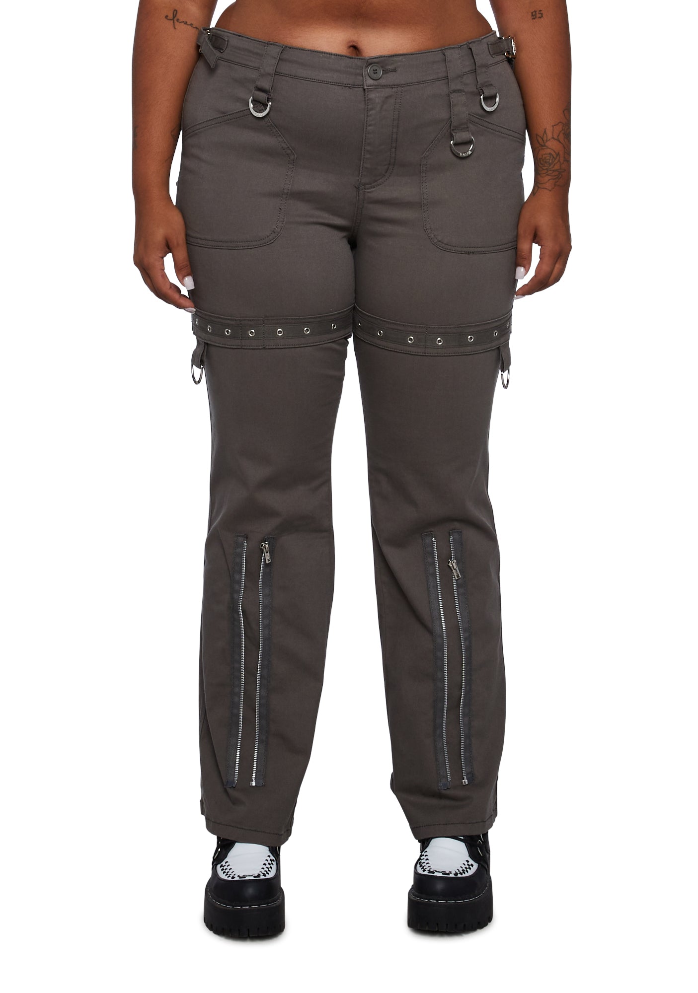 Plus Size Tripp NYC Low Waist Eyelet Flared Pants - Olive Green – Dolls ...