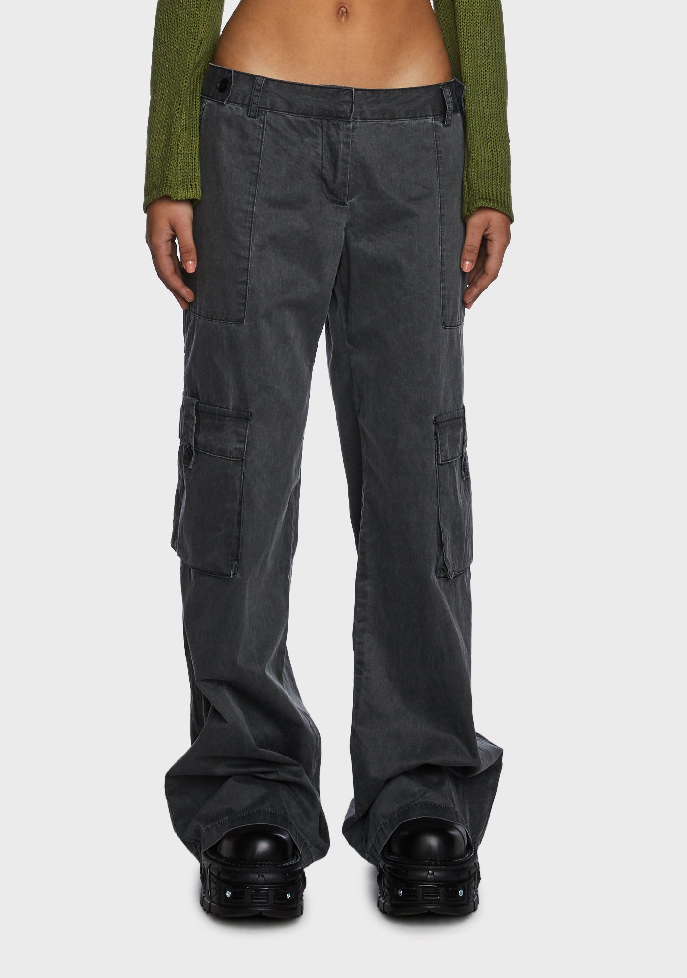 The Ragged Priest Cotton Drill Low Rise Pants - Black – Dolls Kill
