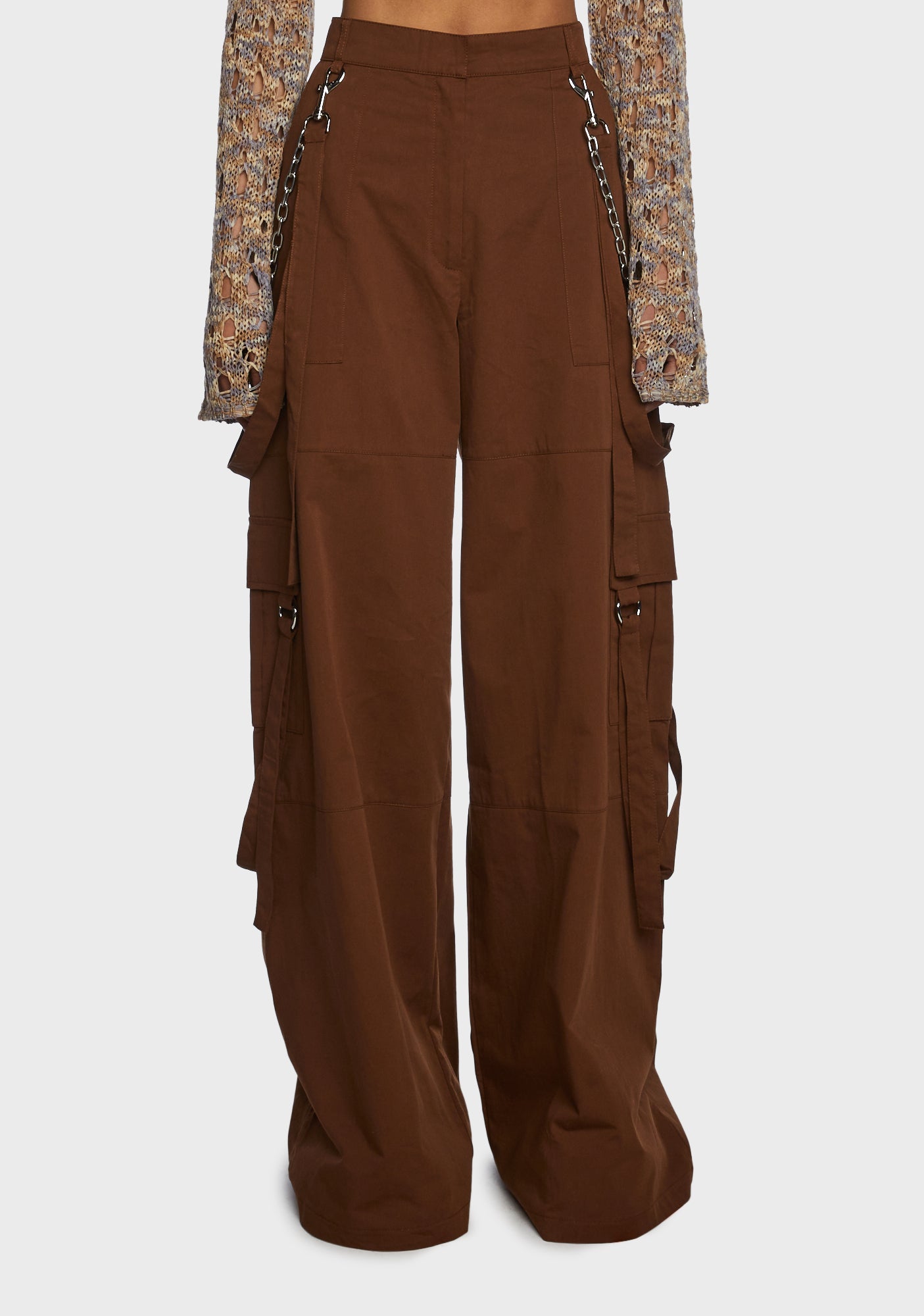 The Ragged Priest High Waist Chain Cargo Pants - Brown – Dolls Kill