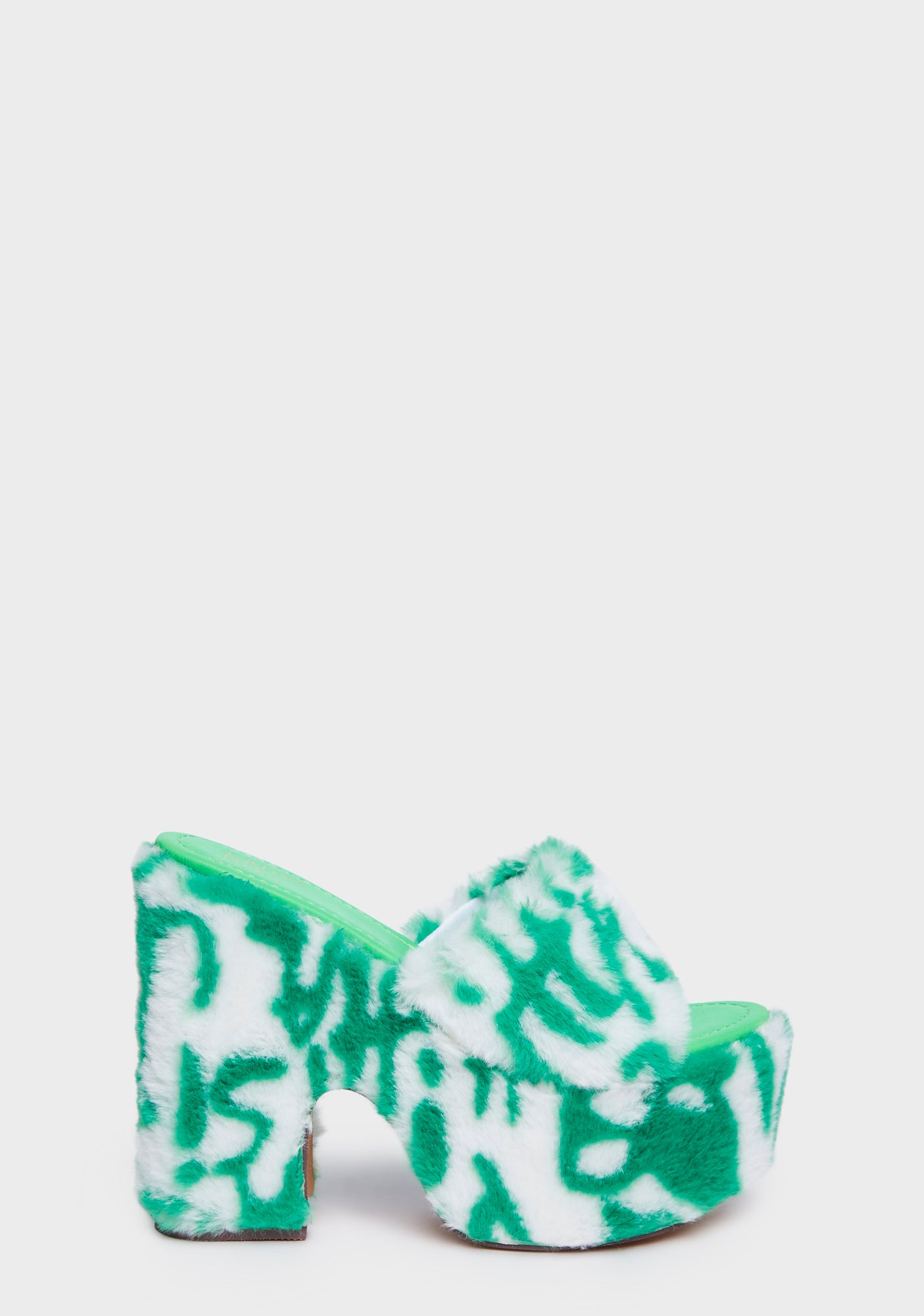 Fuzzy Abstract Block Wedge Heels - Green – Dolls Kill