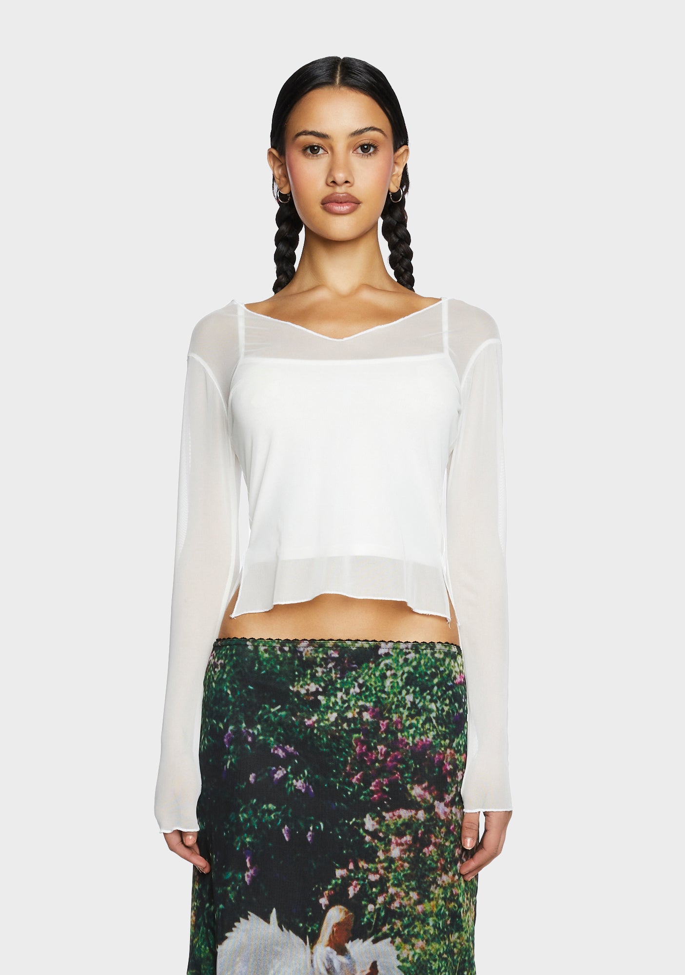 Daisy Street Mesh Layered Top - White – Dolls Kill