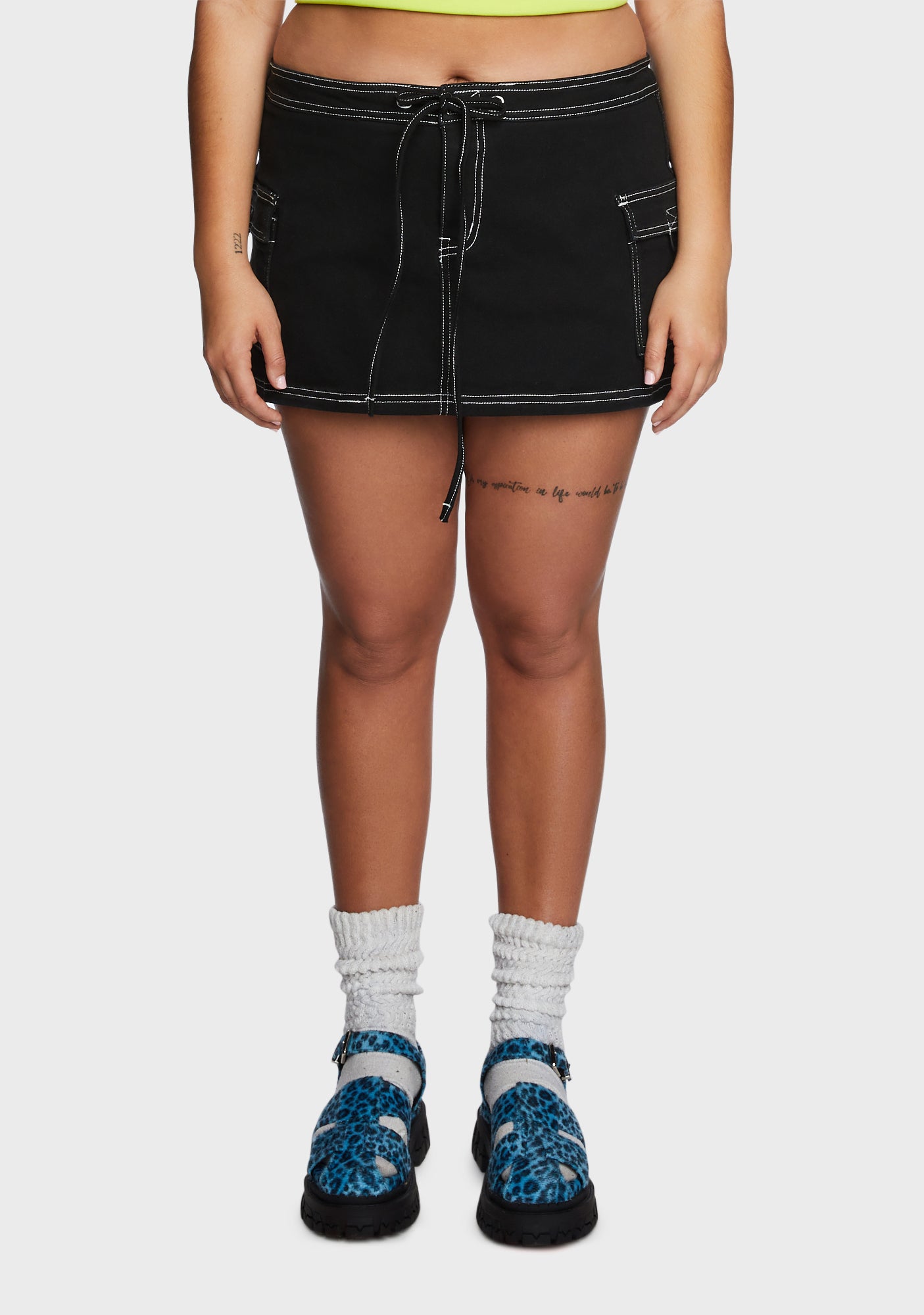Delia's Plus Size Contrast Colored Velcro Mini Skort - Black – Dolls Kill