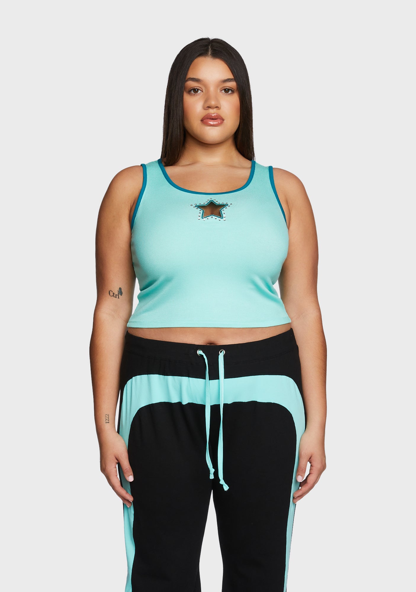Delia's Plus Size Ribbed Rhinestone Star Tank Top - Blue – Dolls Kill