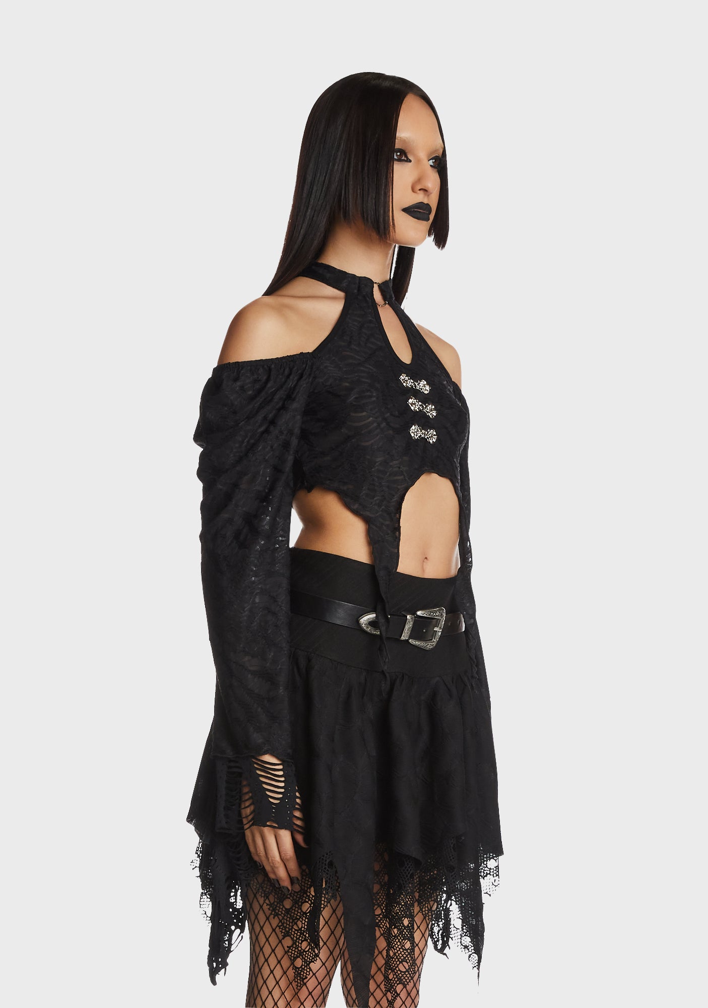 Gothic Bell Sleeves Crop Top – Dolls Kill