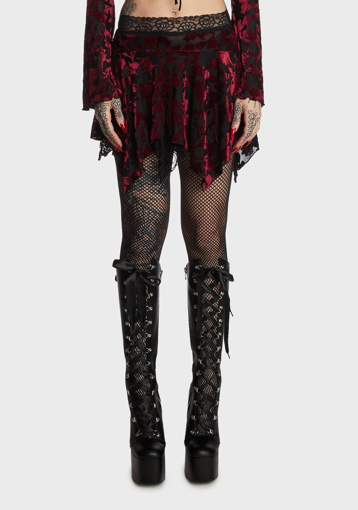 Widow Velvet Mini Skirt - Red – Dolls Kill