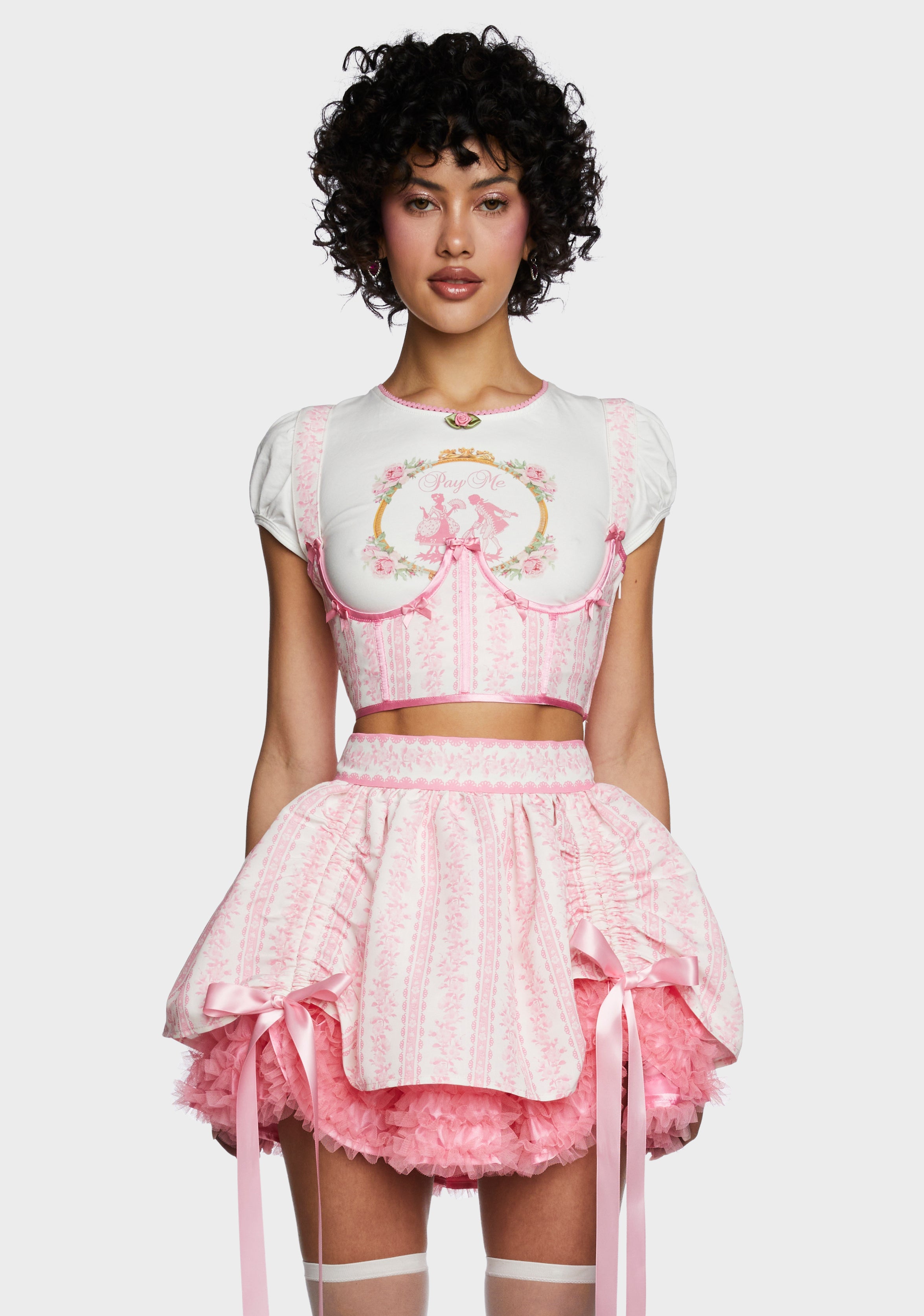 Sugar Thrillz Floral Print Underbust Corset - Light Pink – Dolls Kill