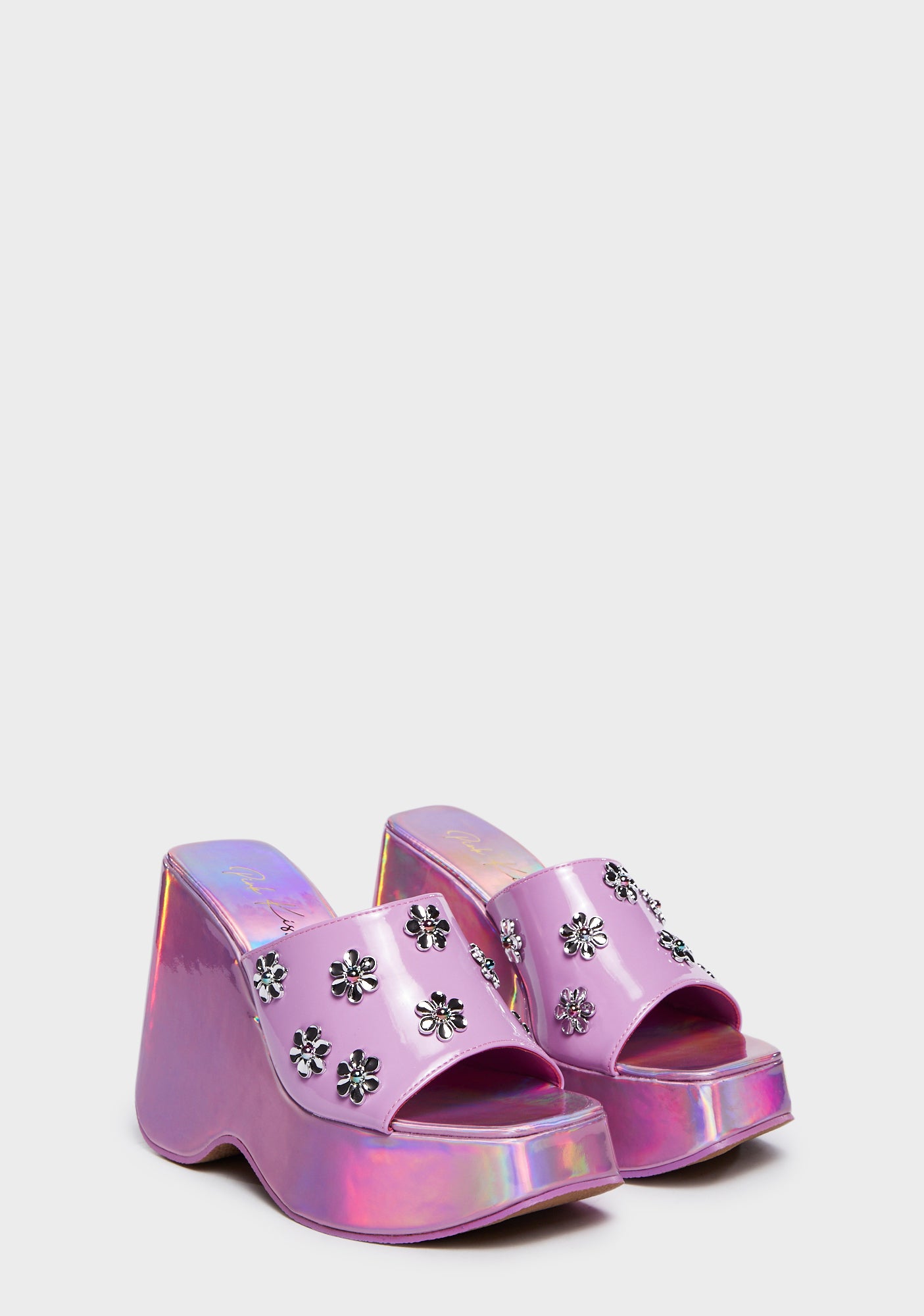 Floral Platform Wedges - Pink – Dolls Kill