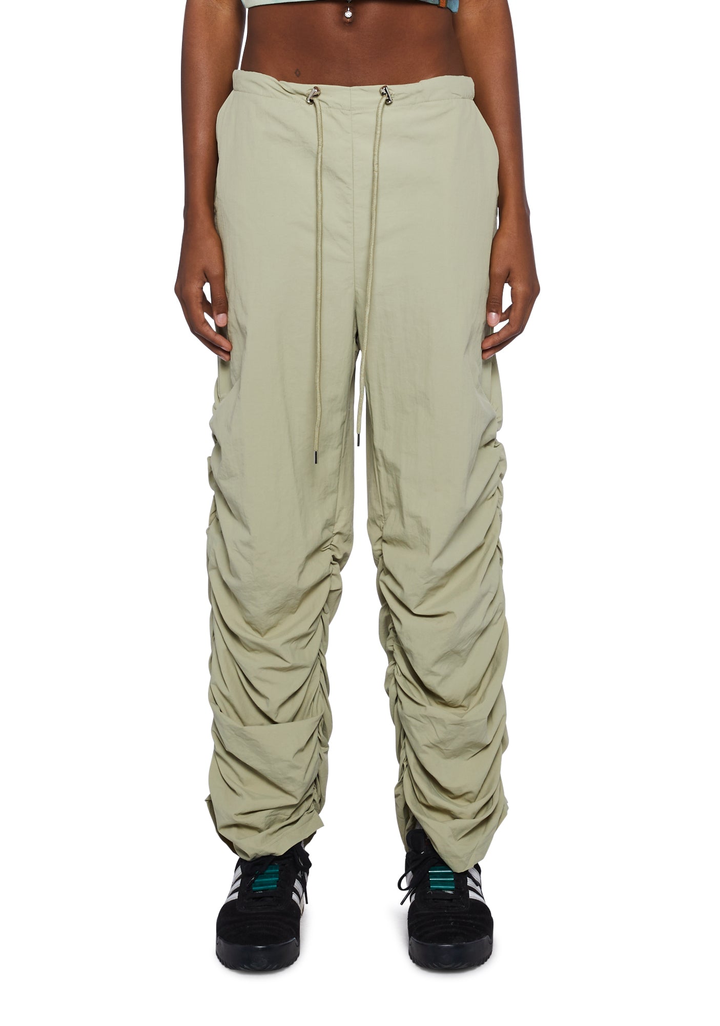 By DYLAN Wide Leg Parachute Pants- Green – Dolls Kill