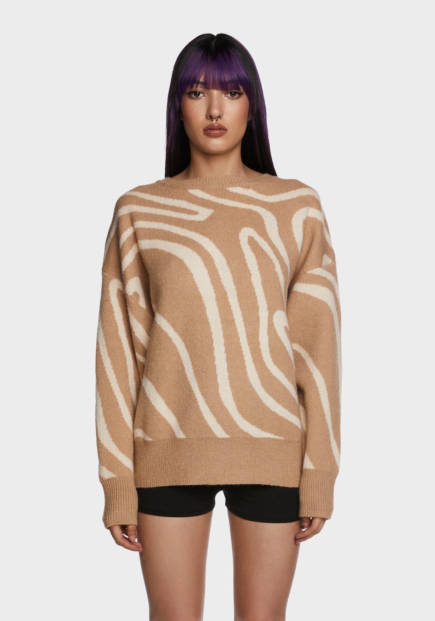 Abstract Knit Sweater - Taupe – Dolls Kill