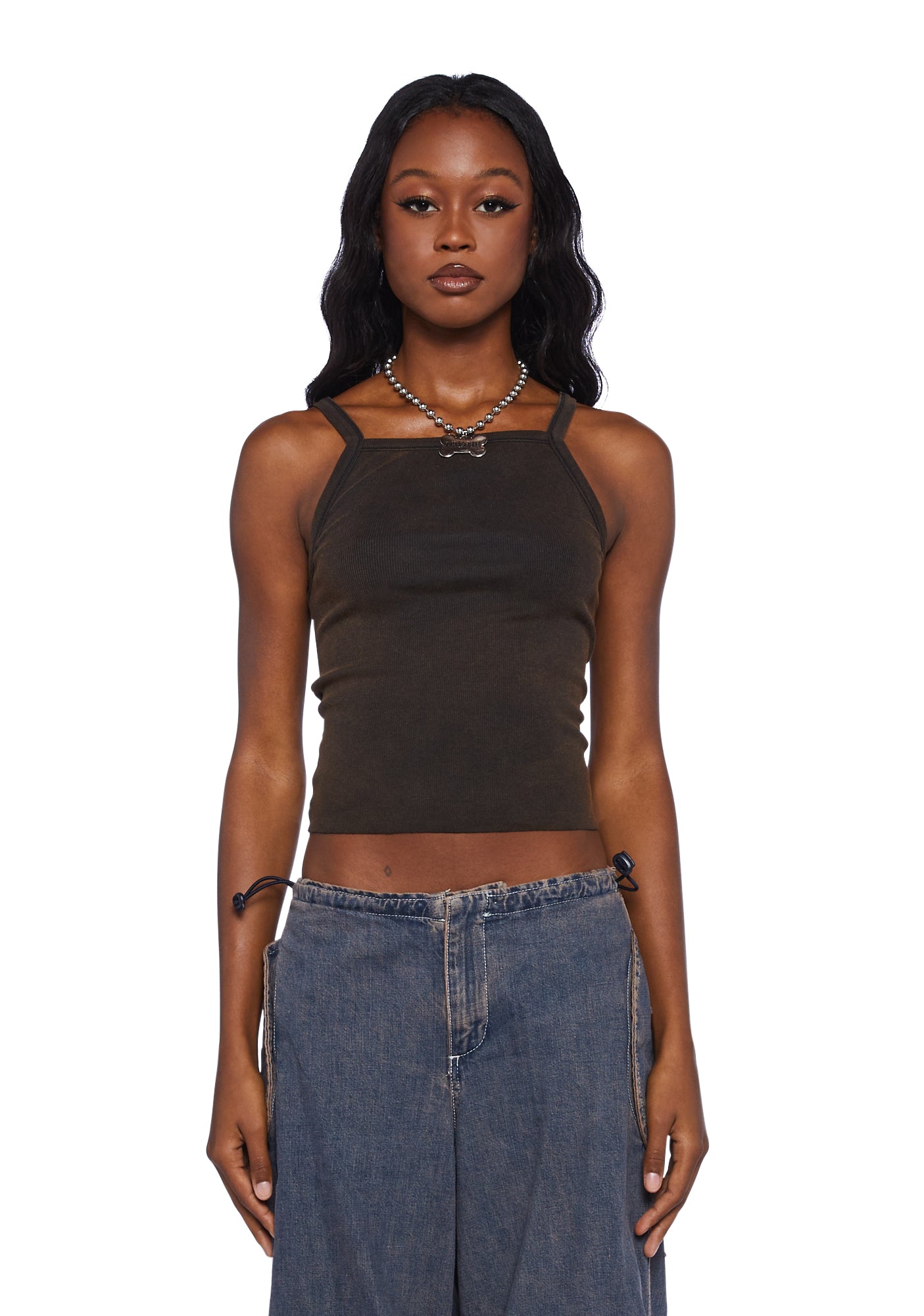 BDG Square Neck Tank - Brown – Dolls Kill