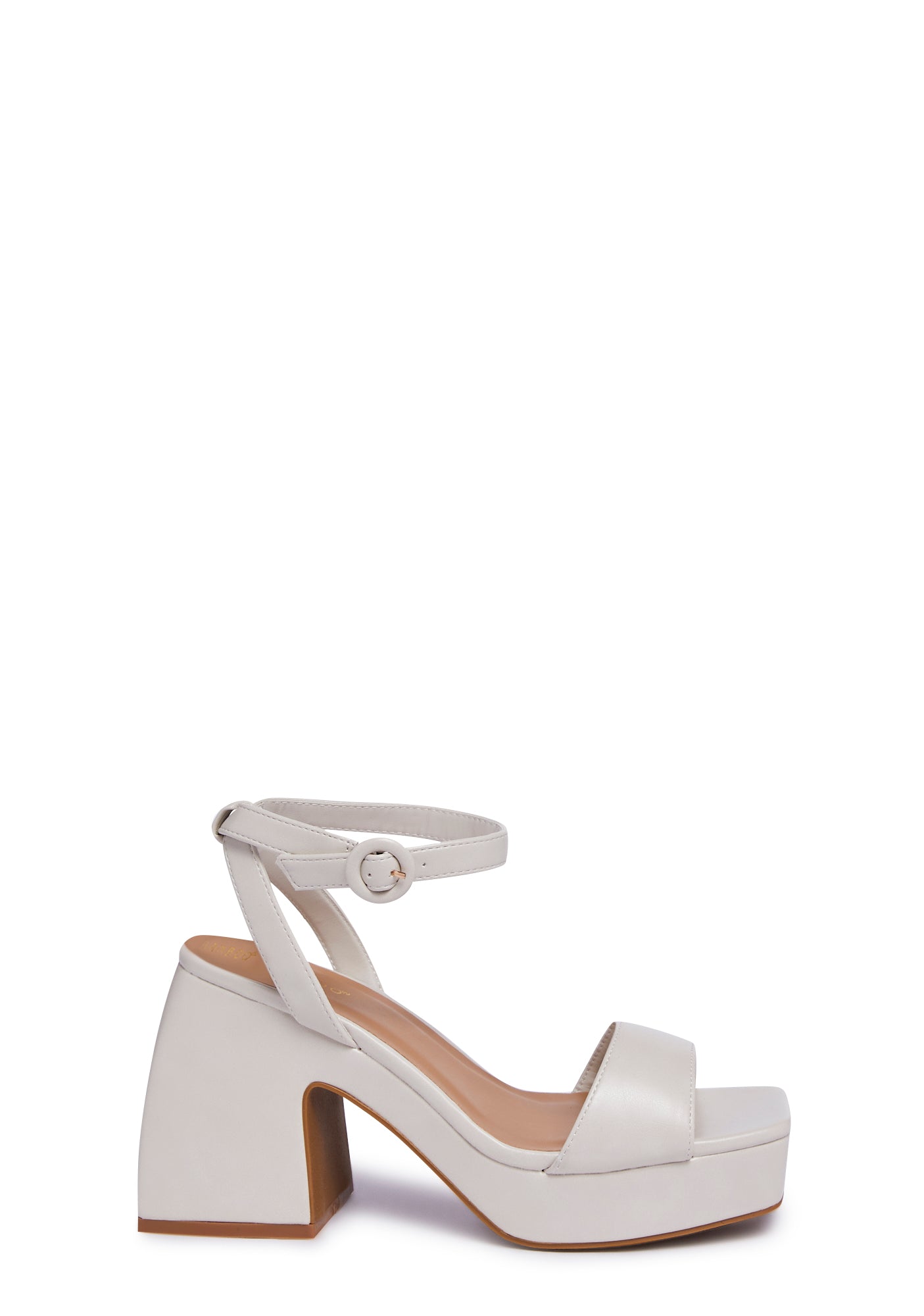 Ankle Strap Platform Block Heels - White – Dolls Kill
