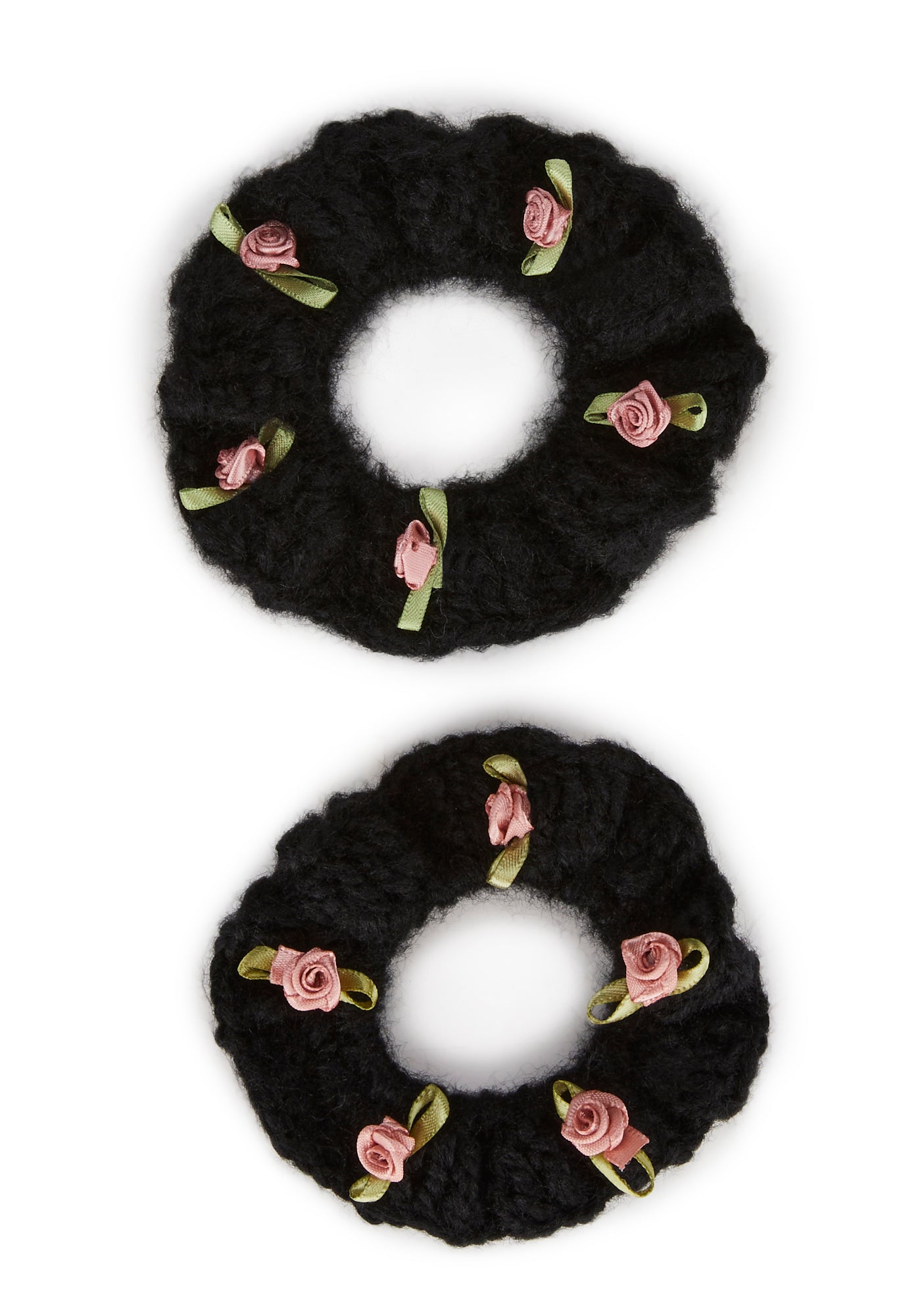 Crochet Rosette Hair Scrunchie Set - Black – Dolls Kill