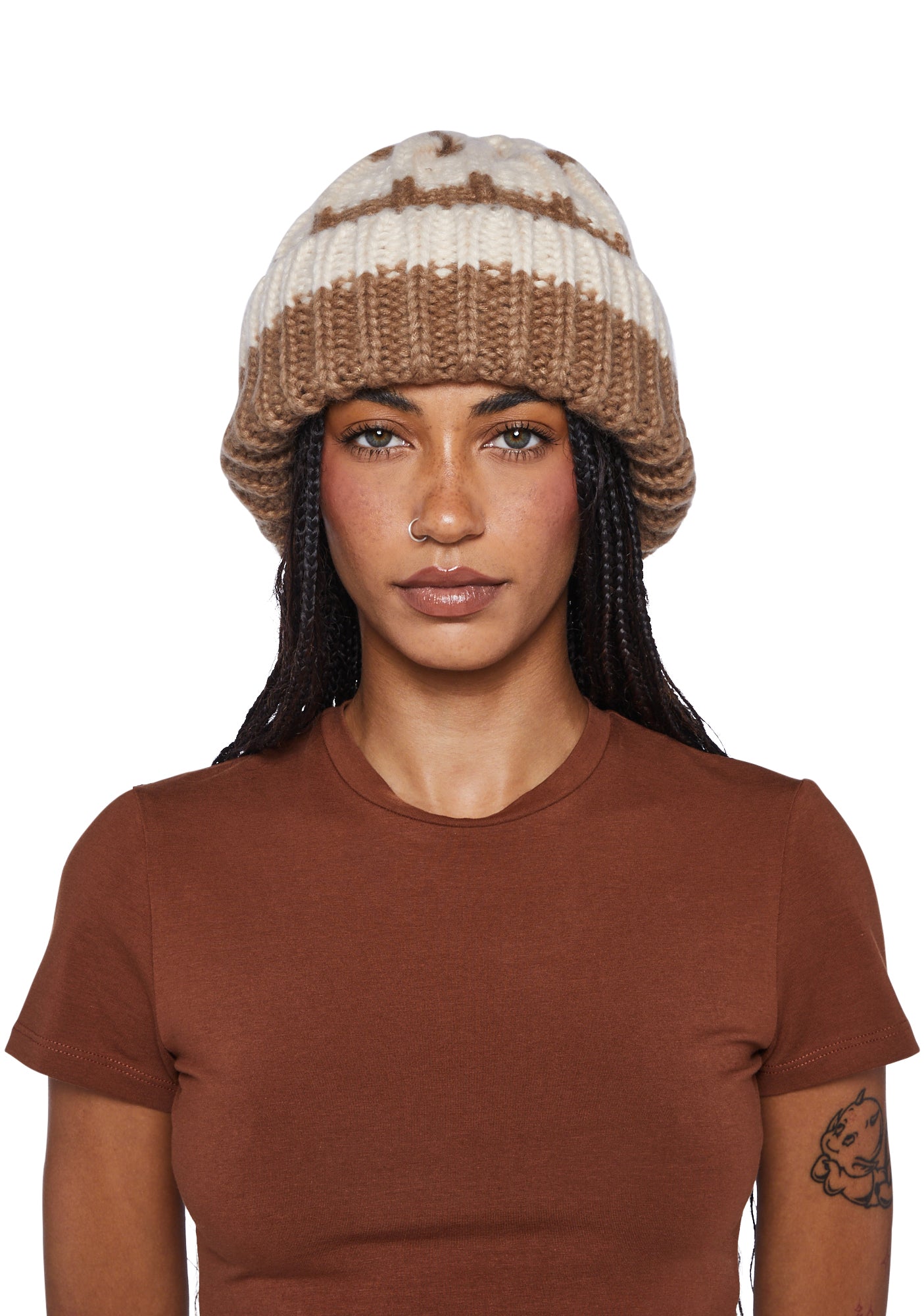 Stripe Beanie-Brown – Dolls Kill