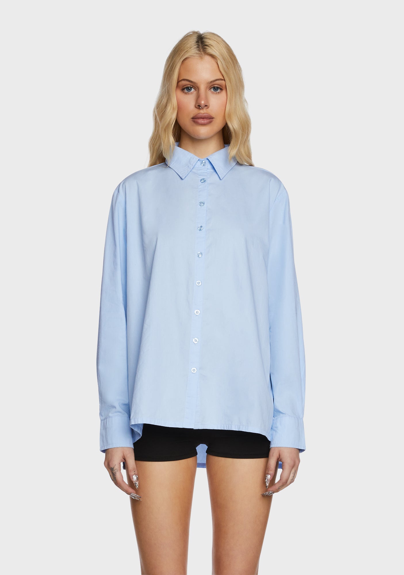 Motel Relaxed Button Up Shirt - Light Blue – Dolls Kill