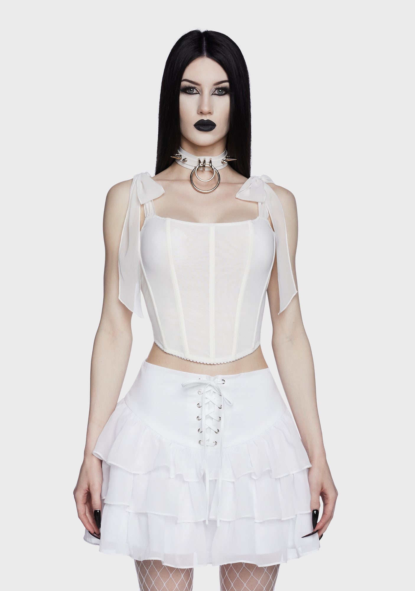 Widow Mesh Bustier Top - White – Dolls Kill