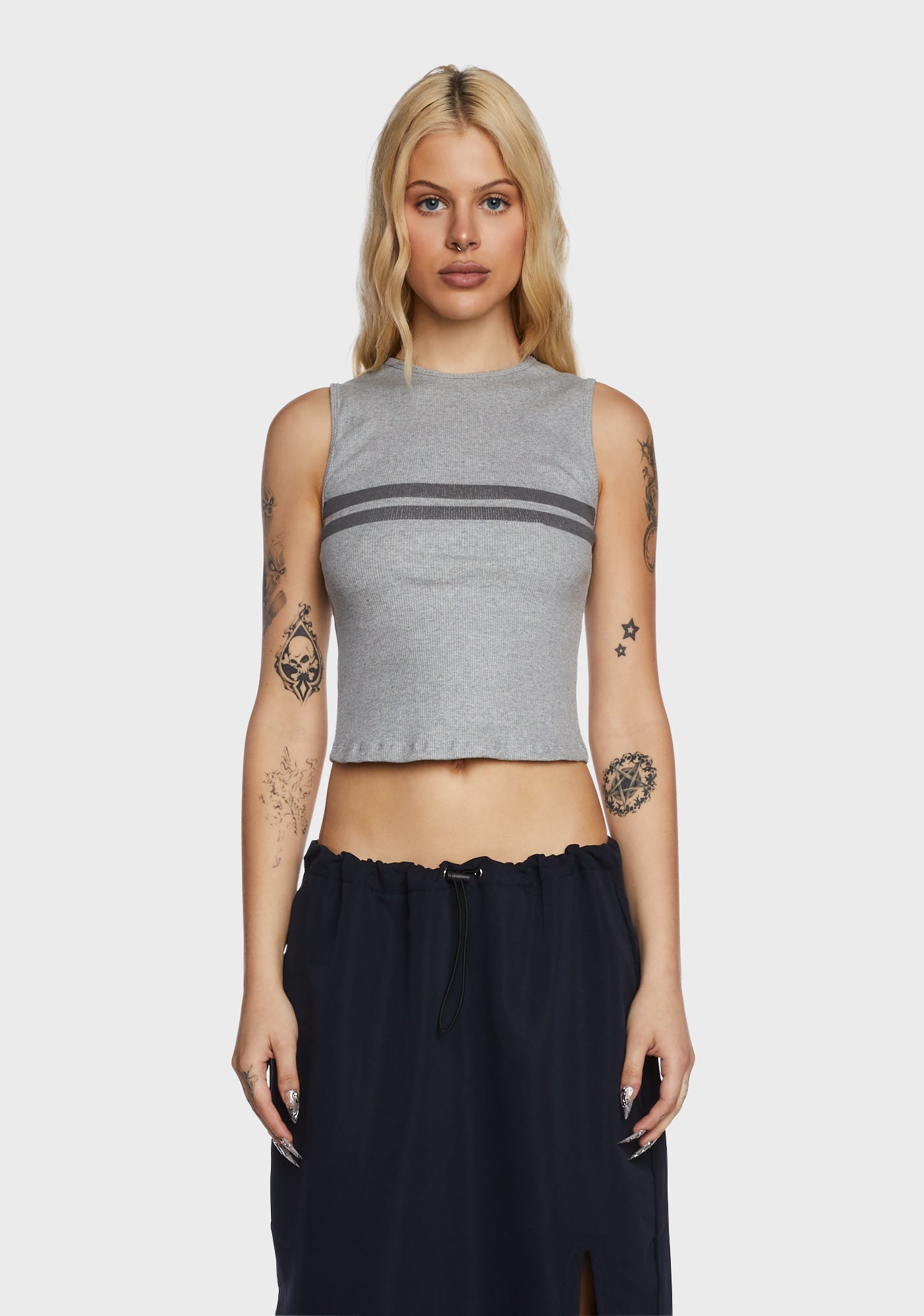 Motel Sleeveless Tank Crop Top - Gray – Dolls Kill