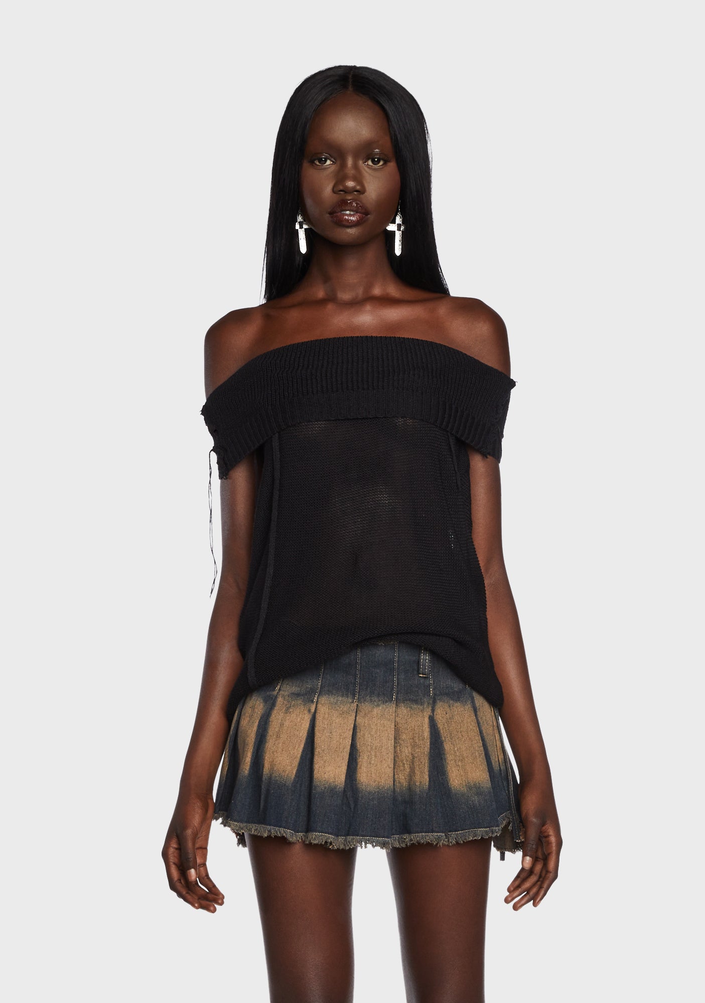ZEMETA Knit Off The Shoulder Top - Black – Dolls Kill