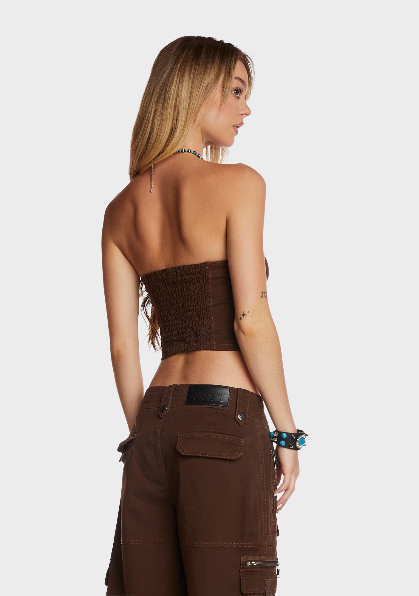 Brown Strapless Top