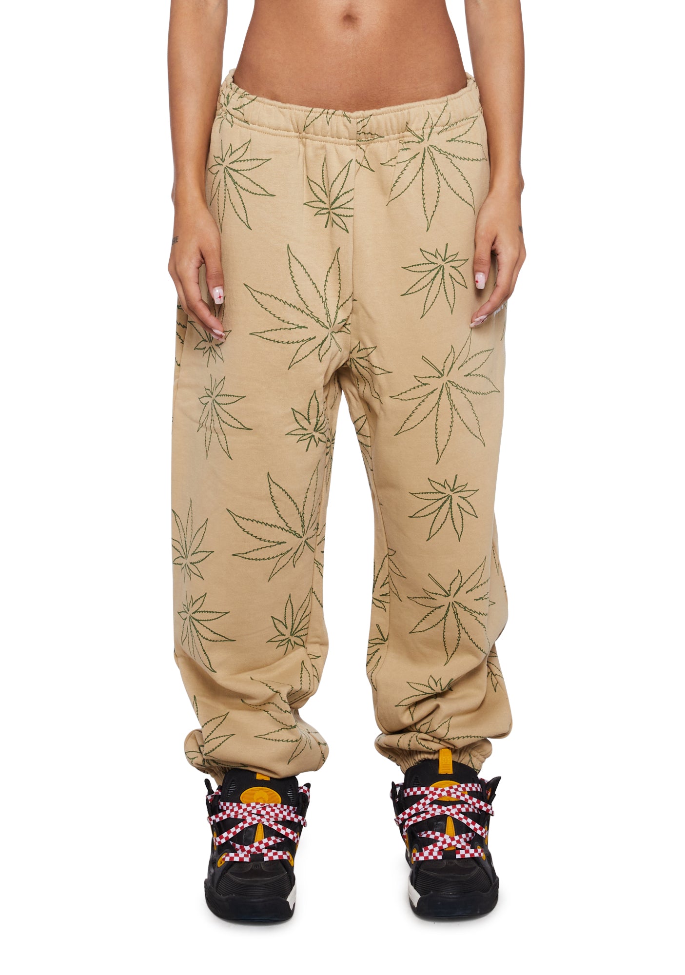 HUF Plant Print Fleece Pants - Off White – Dolls Kill